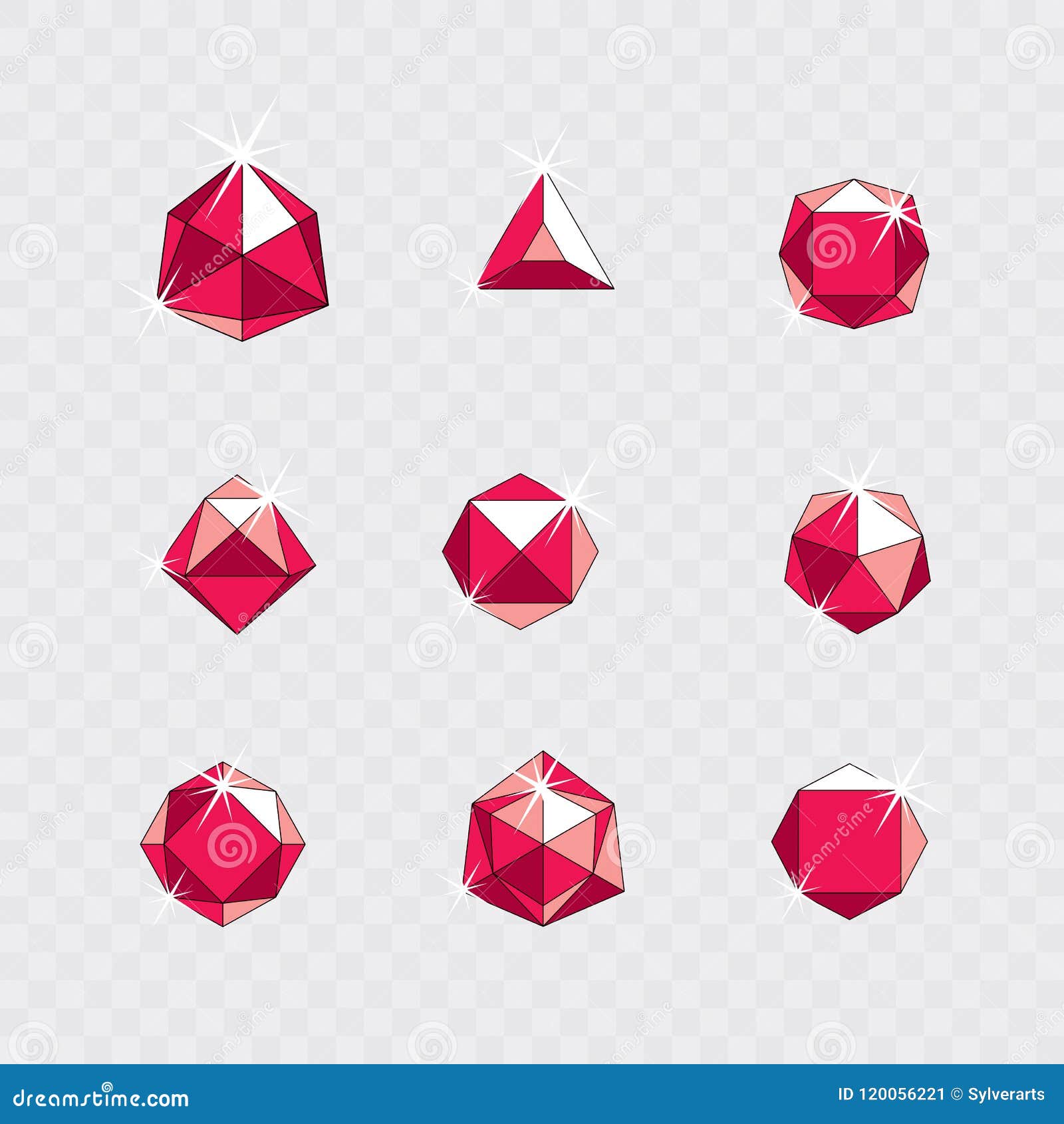 Set of Vector Glossy Red Ruby Gems Illustrations. Creative Business ...