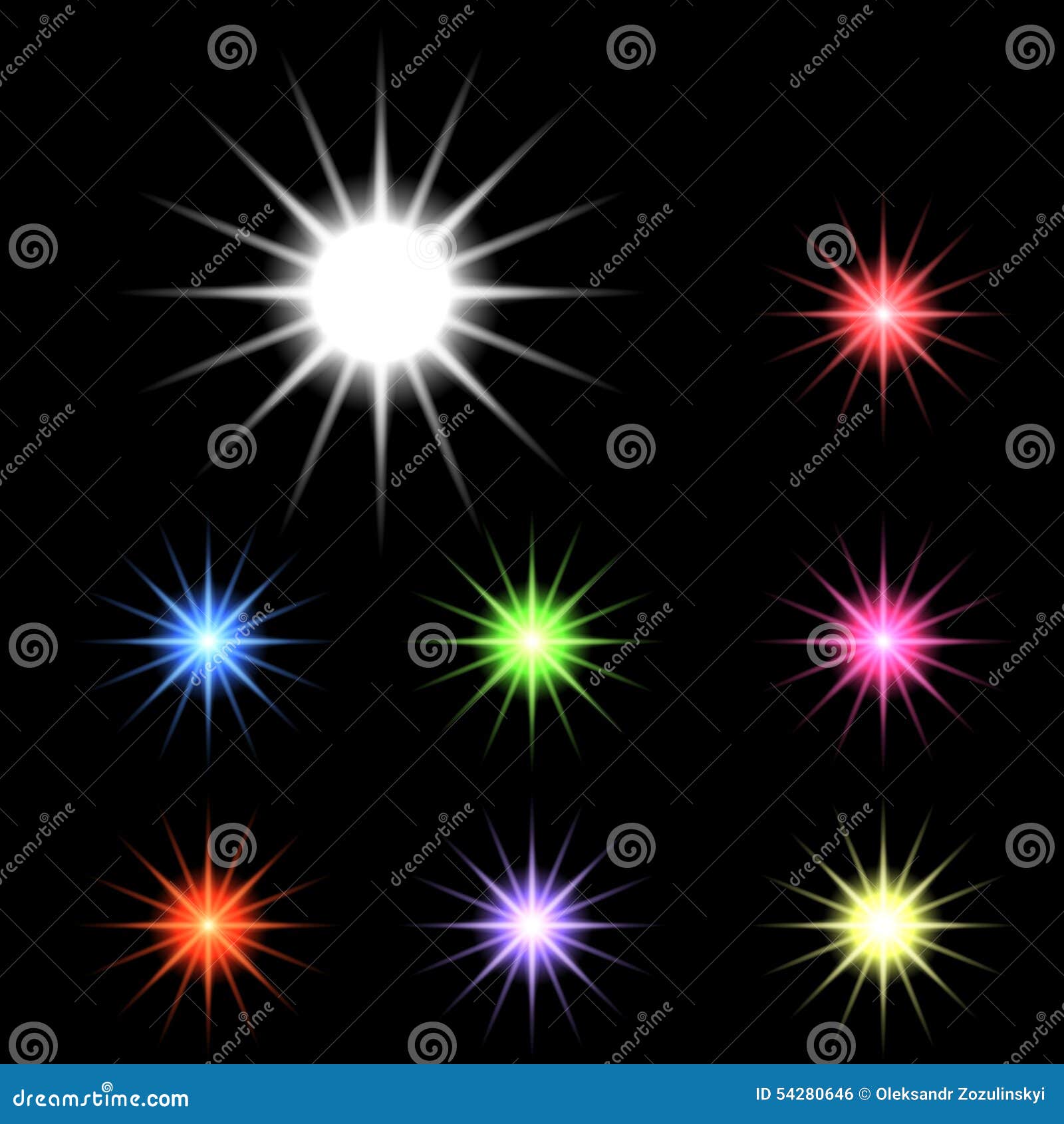 Set of Vector Glowing Light Effect Stars 5 Stock Vector - Illustration ...