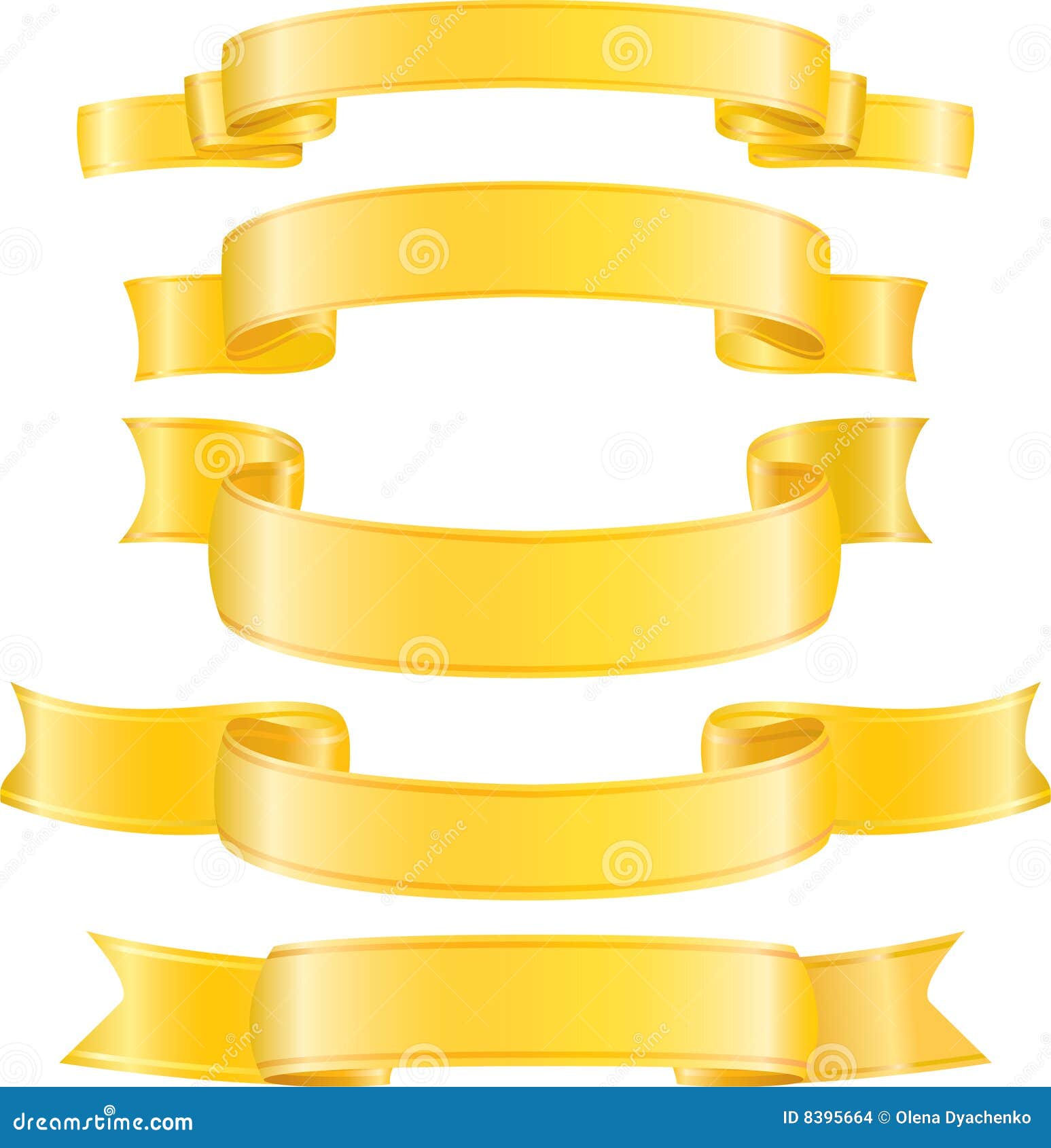 Set of Vector Gold Ribbons. Stock Vector - Illustration of symbol ...