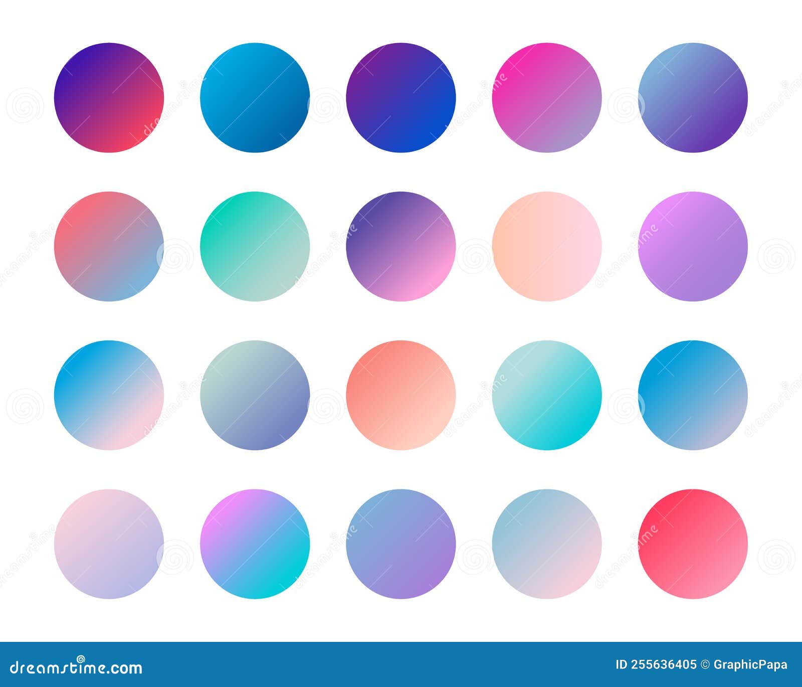 Set of Vector Gradients, Modern Combinations of Colors and Shades Stock ...