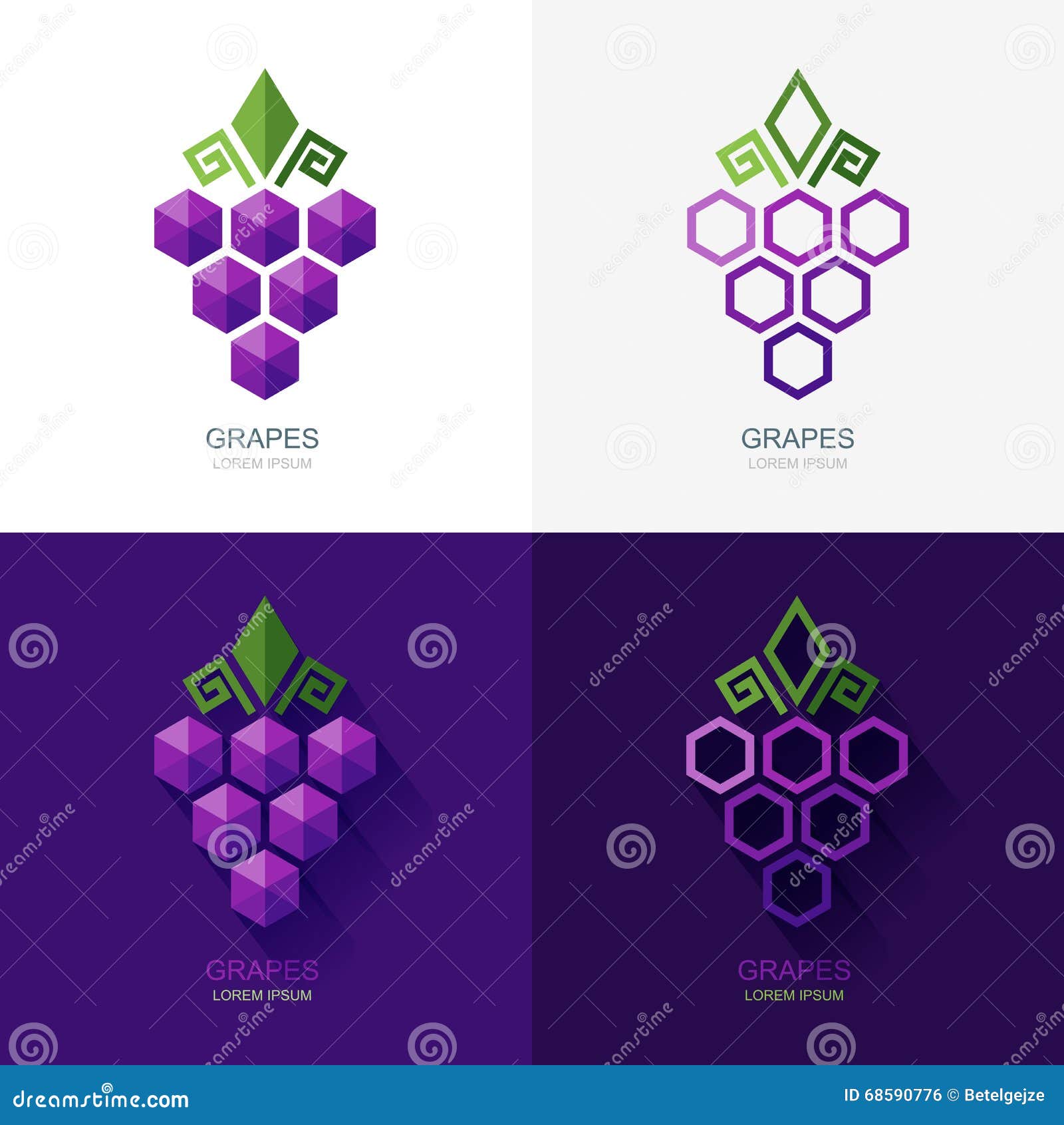 Set of Vector Grapes Logo, Icon, Label Elements. Stock Vector ...