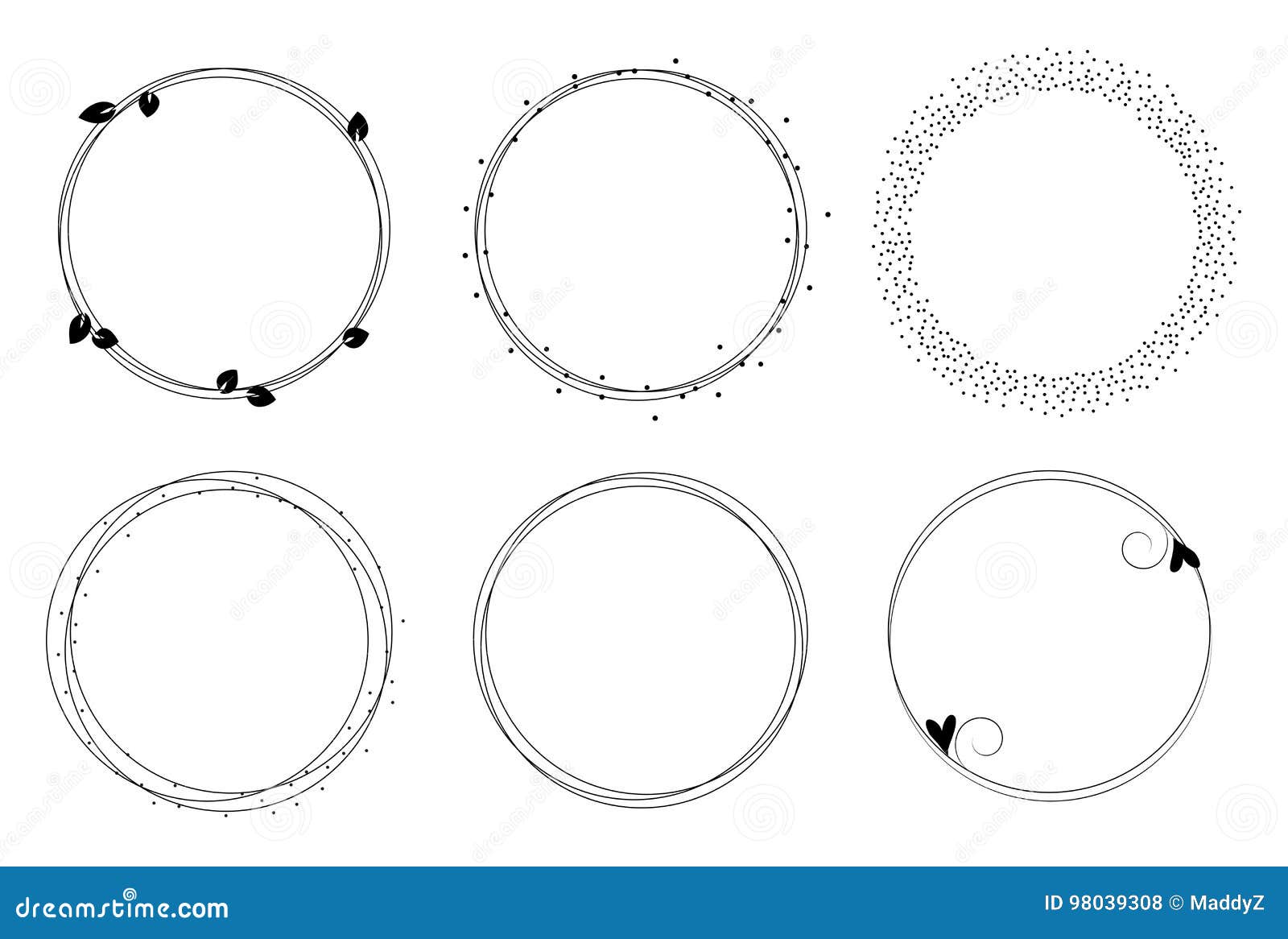 Set of Vector Graphic Circle Frames. Wreaths for Design, Logo Template ...