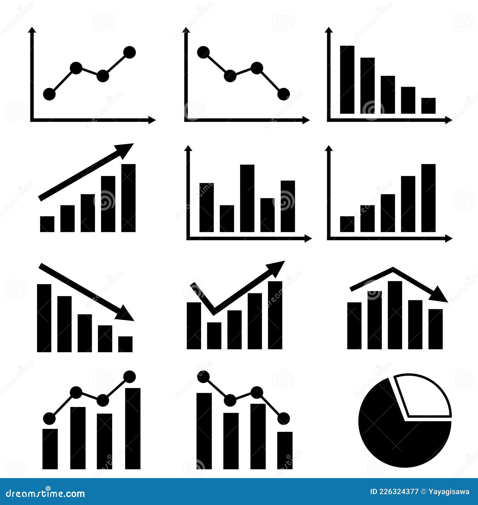 Set of Vector Graphics and Charts of Various Shapes and Types. Flat ...