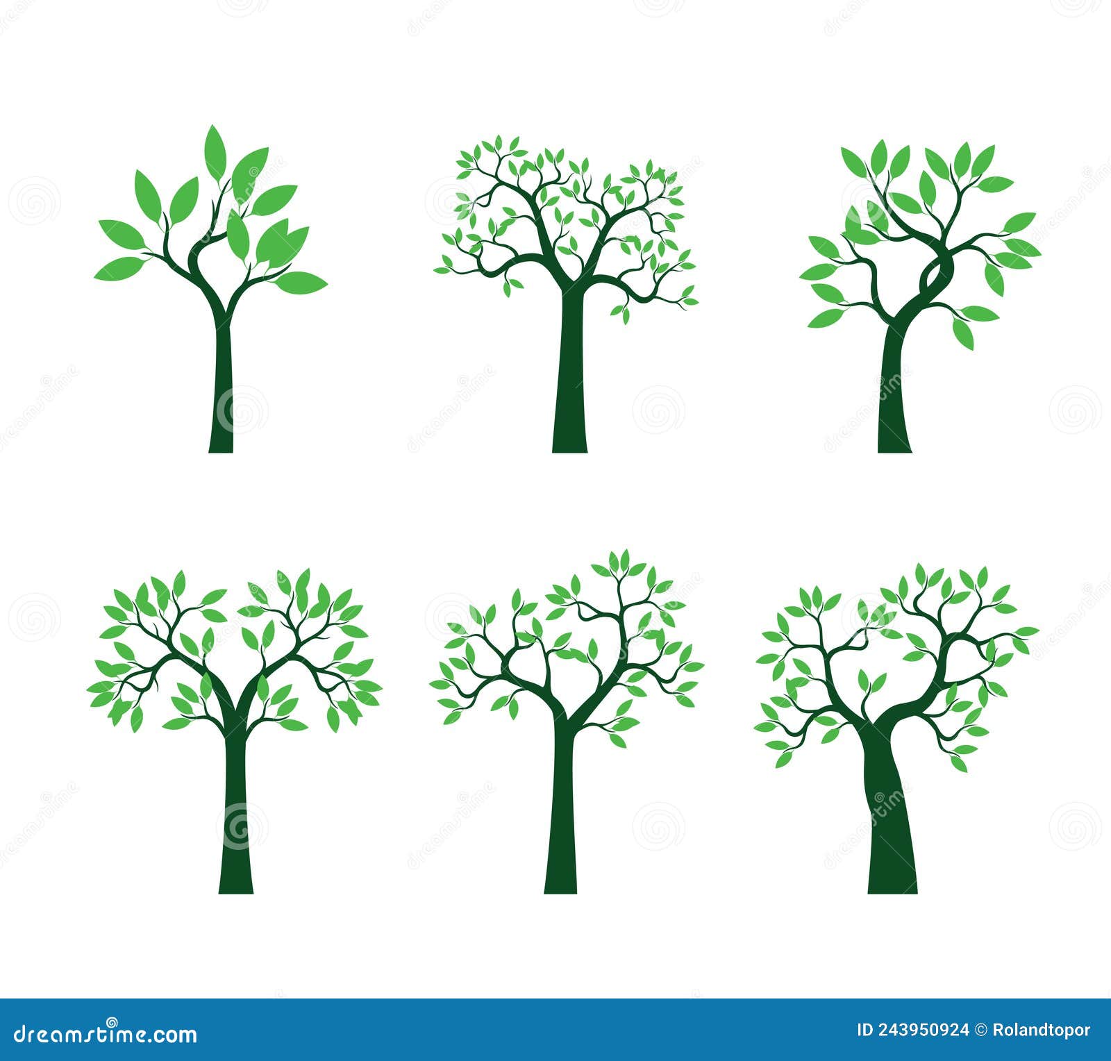 Set Vector Green Trees. Vector Outline Illustration Stock Vector ...