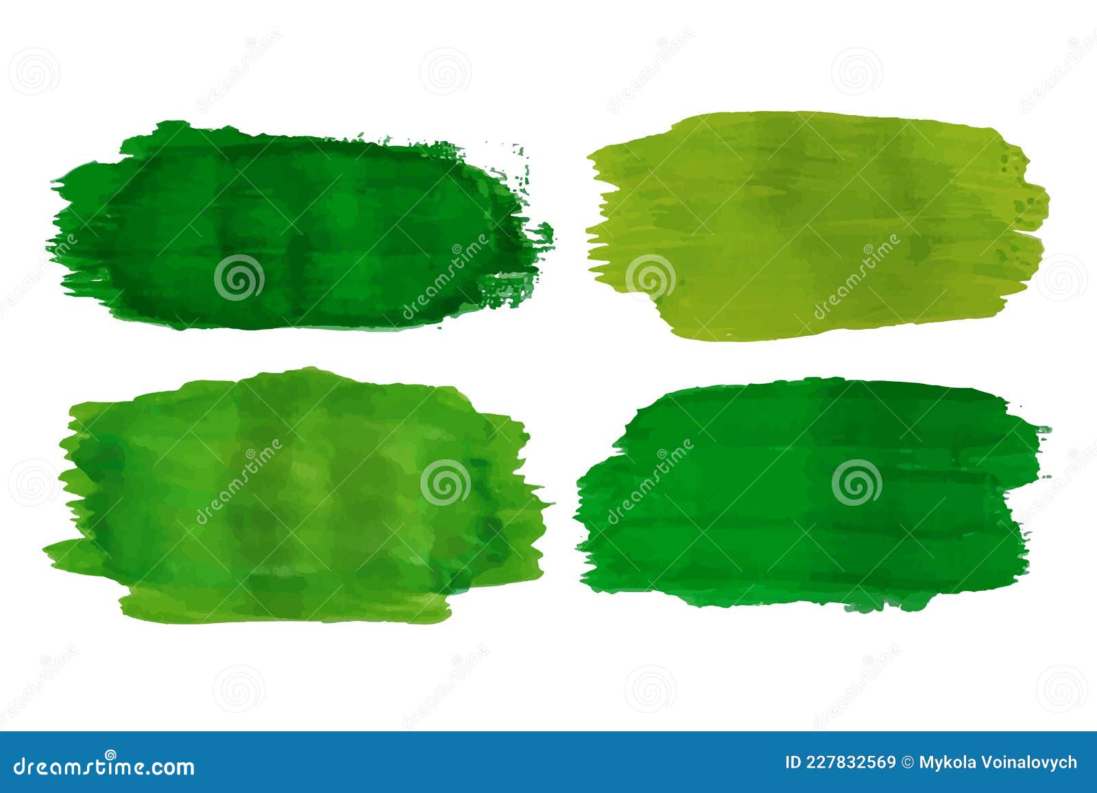 Set Vector Design of Green Watercolor Patch Background for Decoration ...