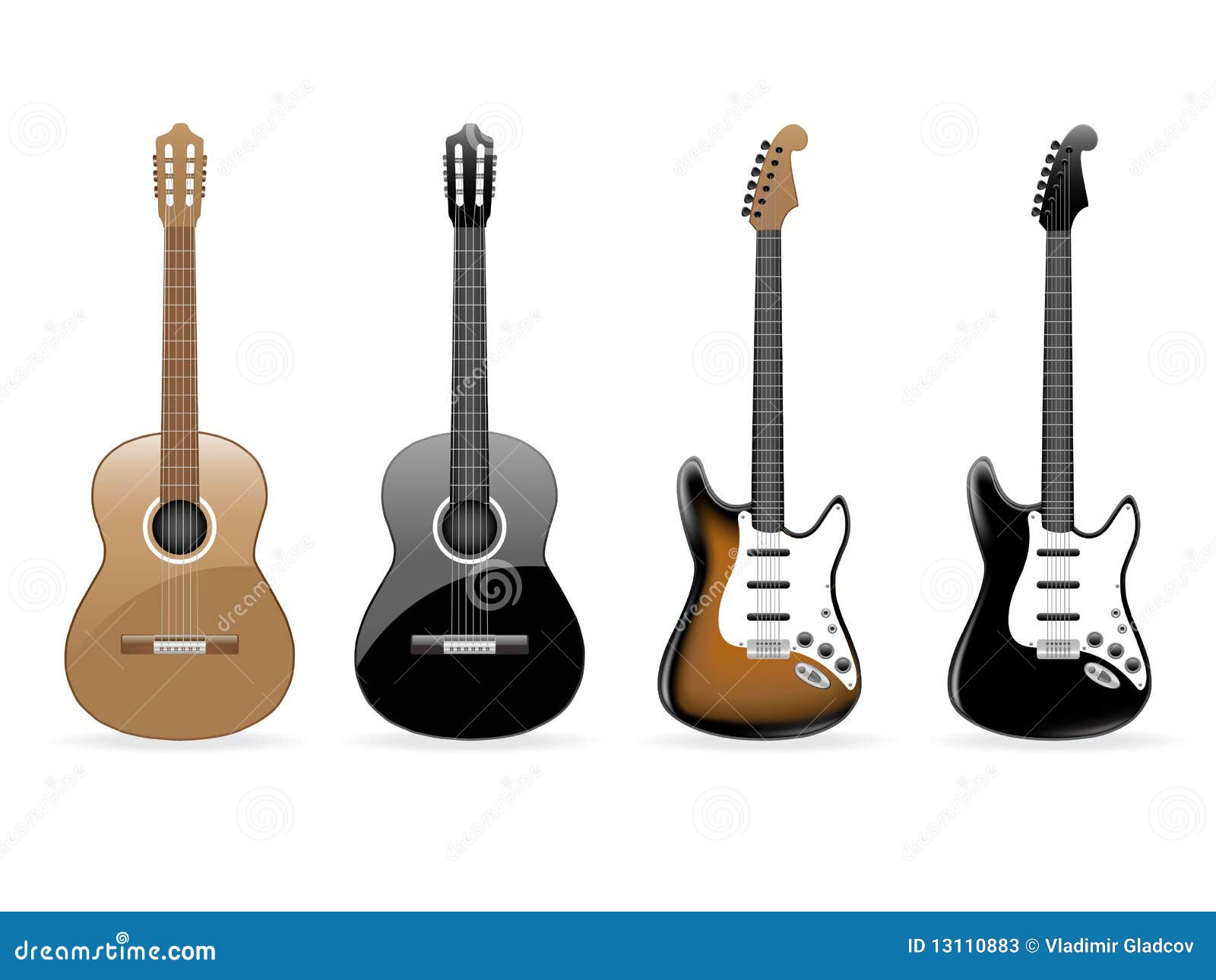 Set of vector guitars stock vector. Illustration of metal - 13110883