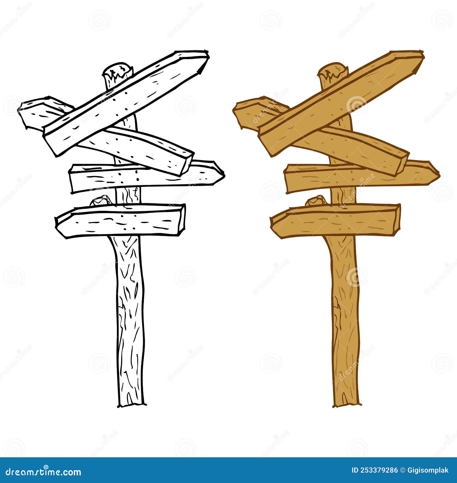 Simple Set 2 Vector Hand Draw Sketch, Wooden Direction Stock Vector ... Simple Set 2 Vector Hand Draw Sketch, Wooden Direction Stock Vector ...