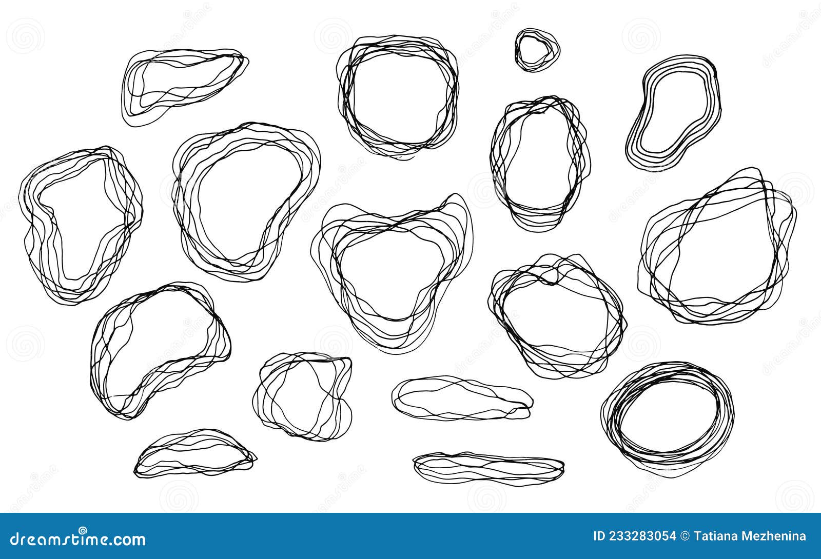 Set of Vector Hand Drawn Black Wavy Line Frames Stock Vector ...