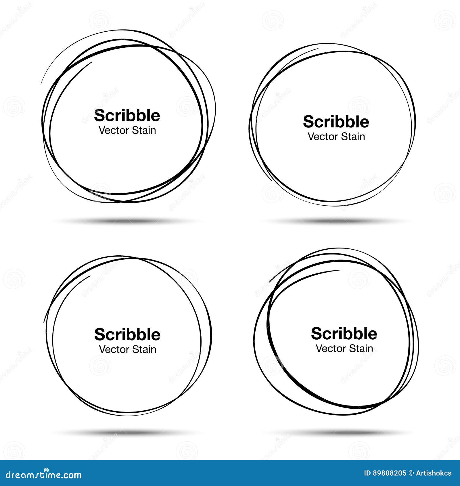 Set of Vector Hand Drawn Circles Using Sketch Drawing Scribble Circle ...