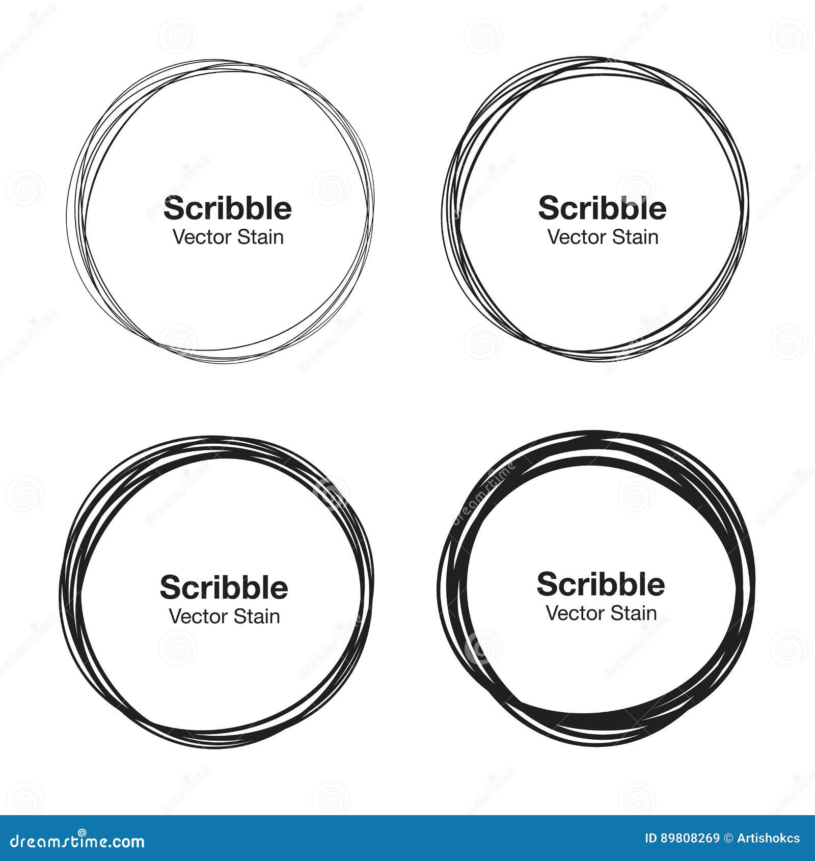 Set of Vector Hand Drawn Circles Using Sketch Drawing Scribble Circle ...