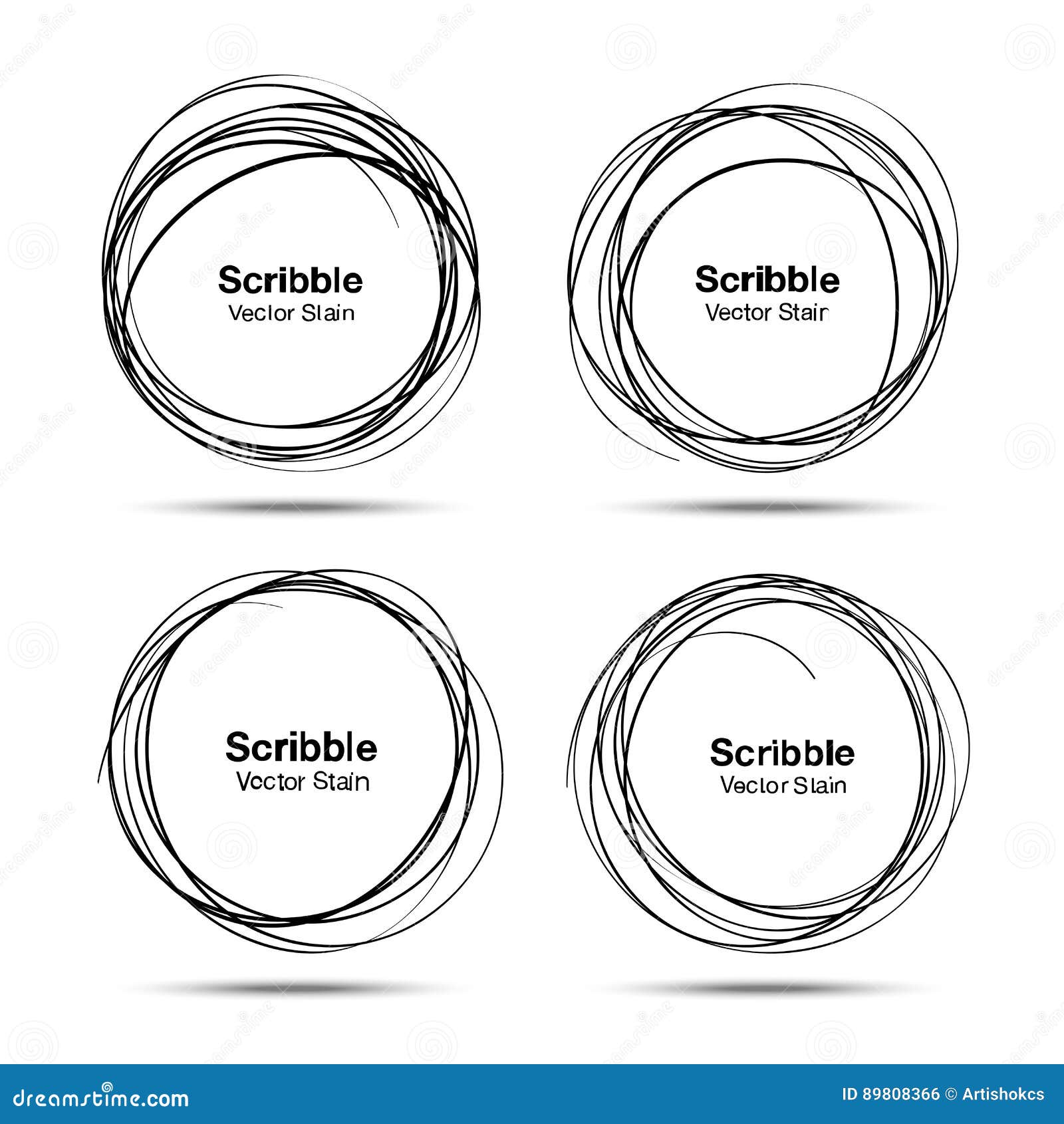 Set of Vector Hand Drawn Circles Using Sketch Drawing Scribble Circle ...