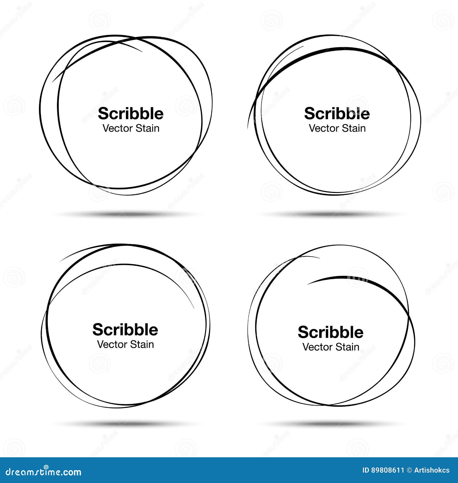 Set Of Vector Hand Drawn Circles Using Sketch Drawing Scribble Circle ...