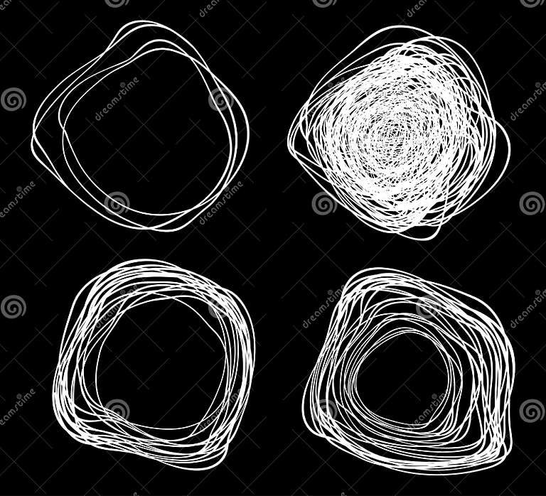 Set of Vector Hand Drawn Distorted Circles Using Sketch Drawing ...