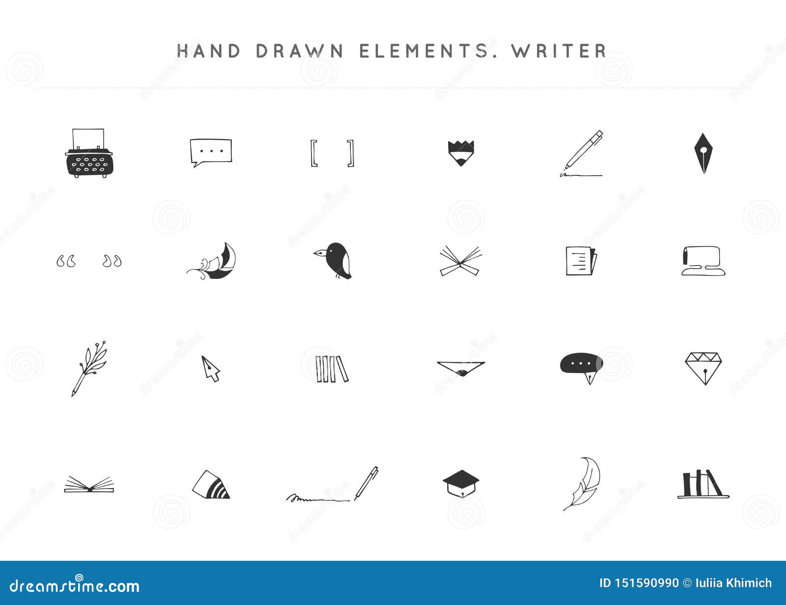 Writing, Copywrite And Publishing Theme. Vector Hand Drawn Logo Element ... Writing, Copywrite And Publishing Theme. Vector Hand Drawn Logo Element ...