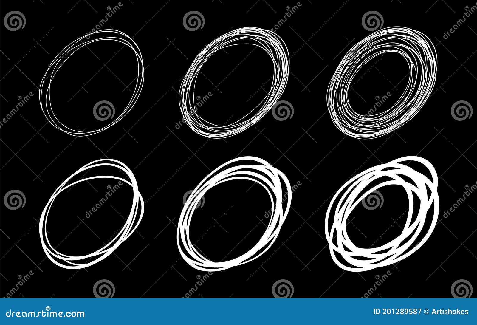 Set of Vector Hand Drawn Oval Circles Using Sketch Drawing Scribble ...