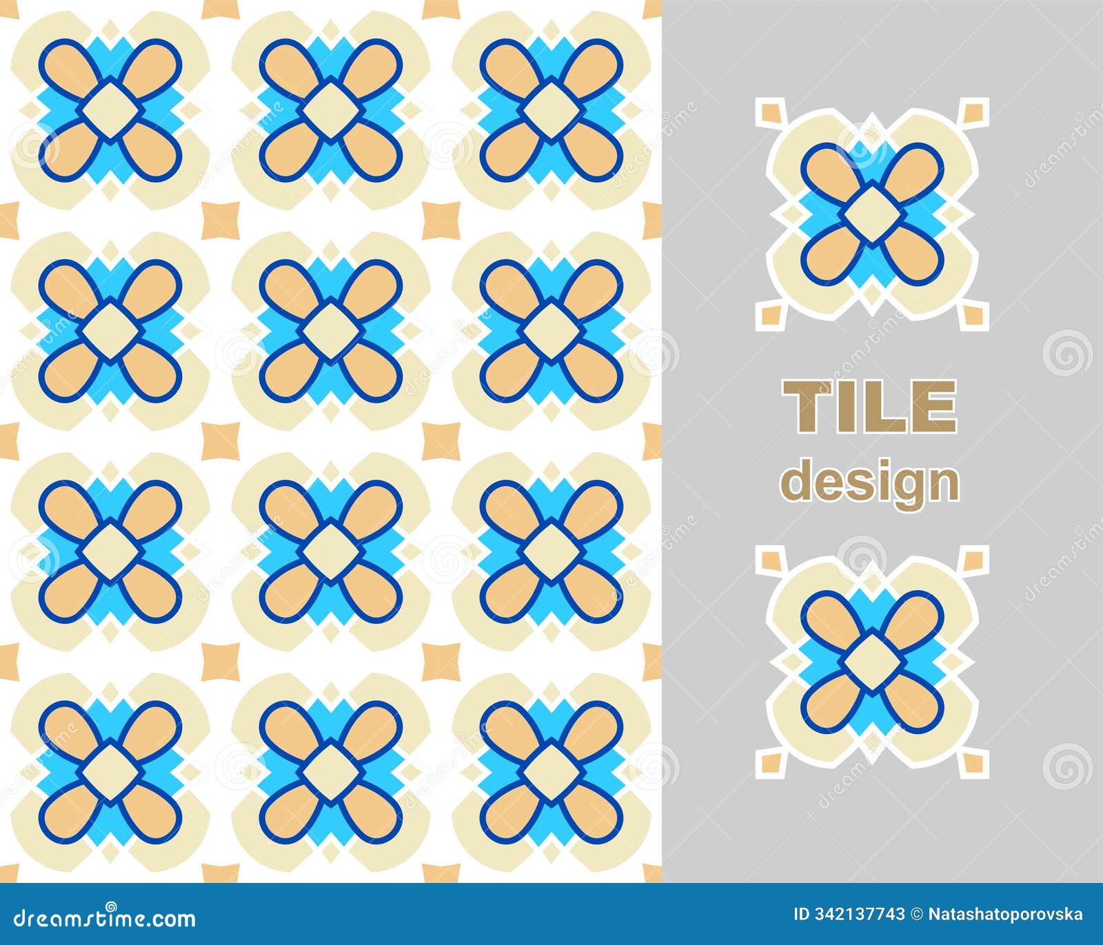 Set of Vector Hand Drawn Pattern of Square Ceramic Tile. Ornate ...