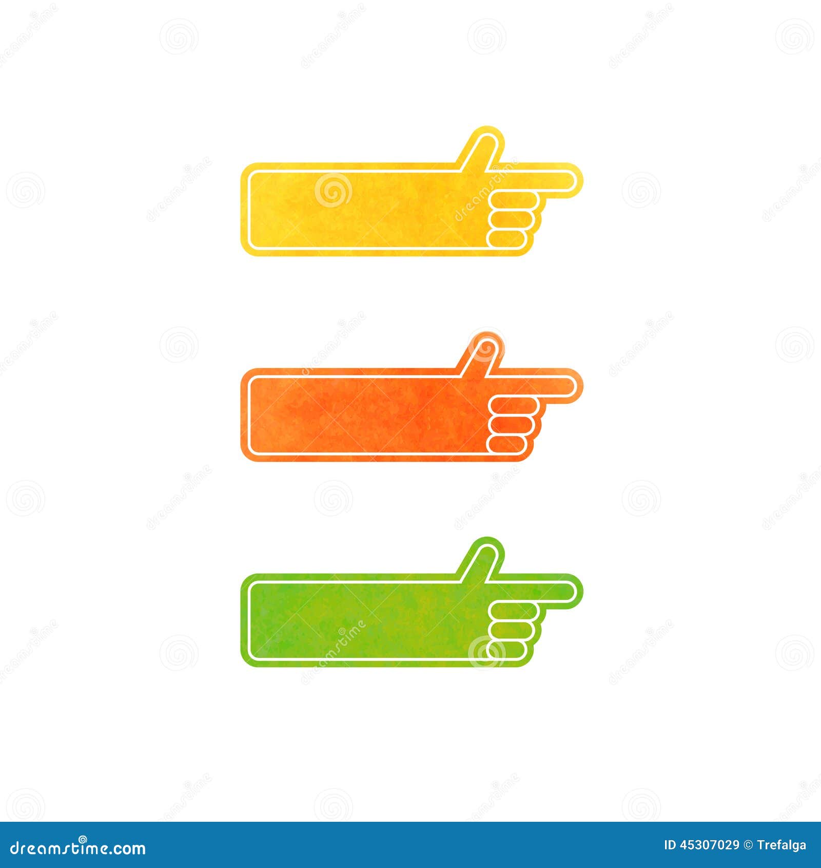 Set of Vector Hand Pointers - Yellow, Orange, Green Stock Vector ...