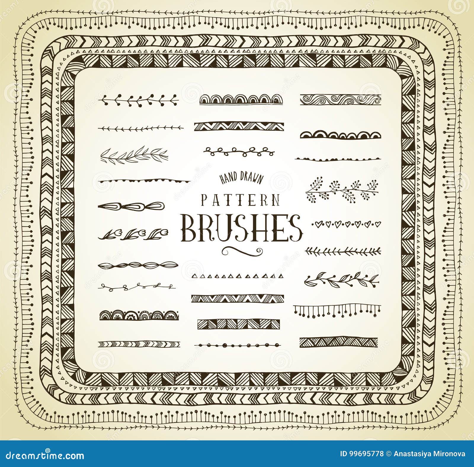 Handrawn Pattern brushes stock vector. Illustration of flourish - 99695778