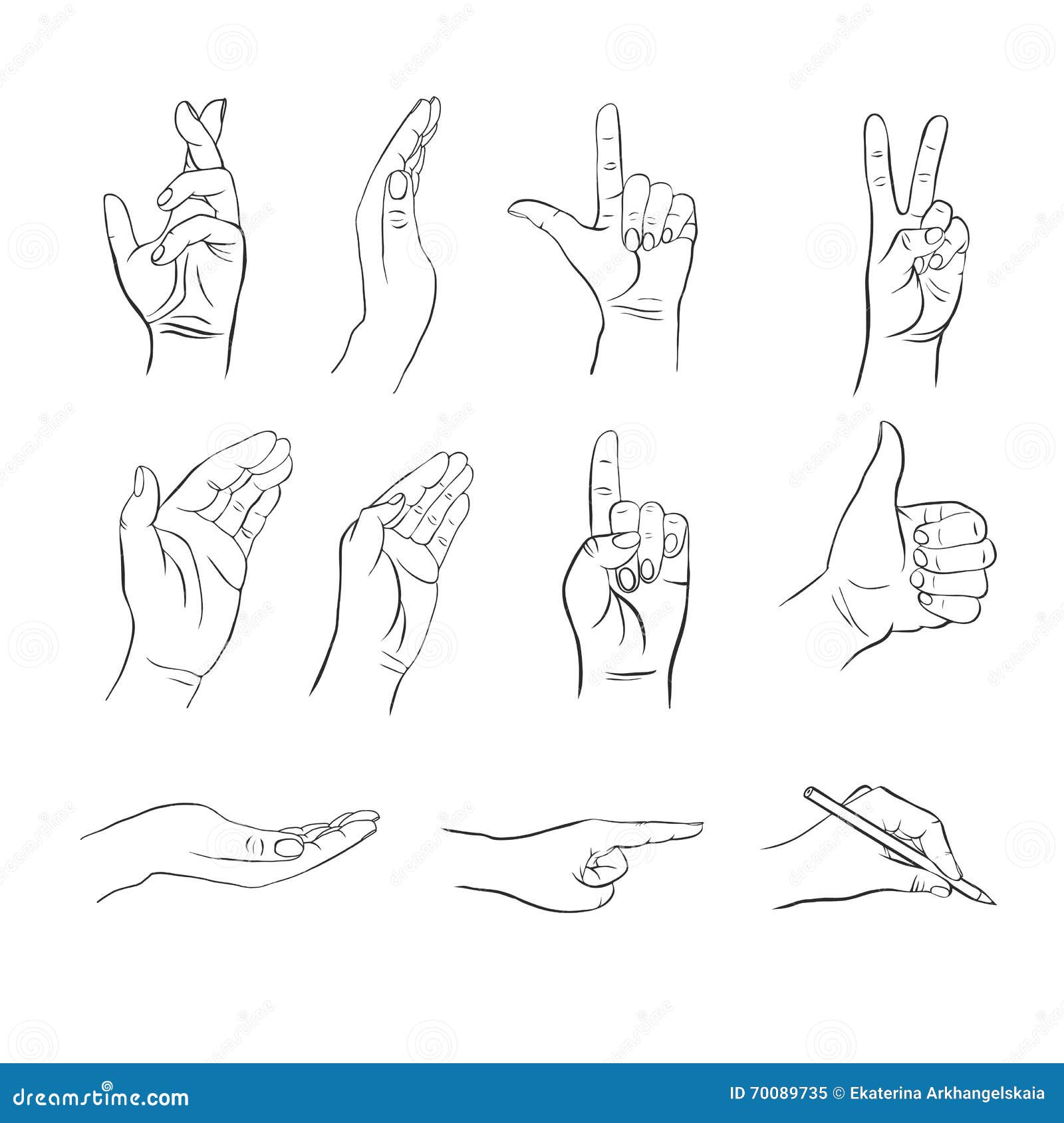 Set of vector hands stock vector. Illustration of language - 70089735