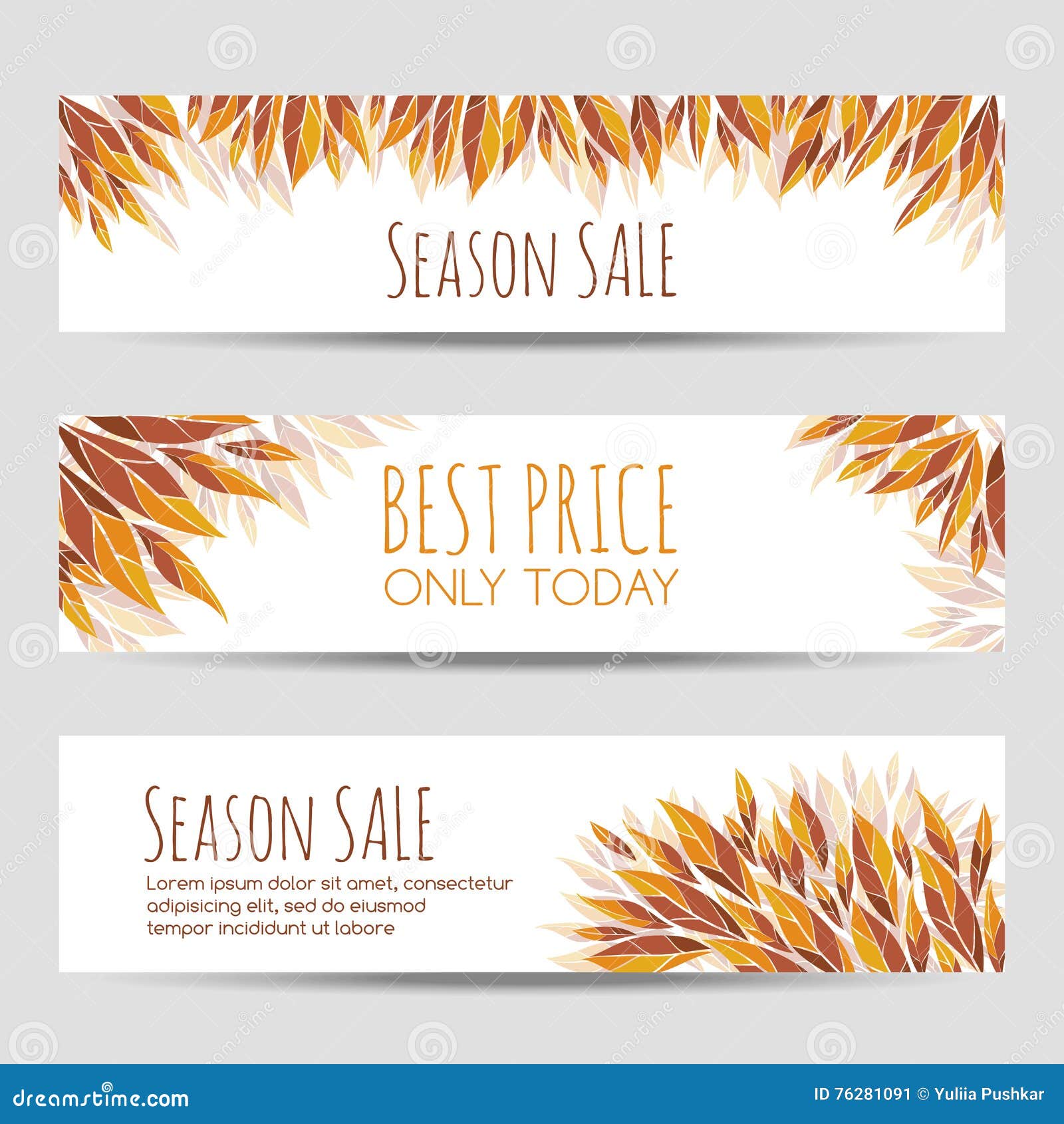 Set of Vector Headers, Banners with Autumn Leaves Stock Vector ...