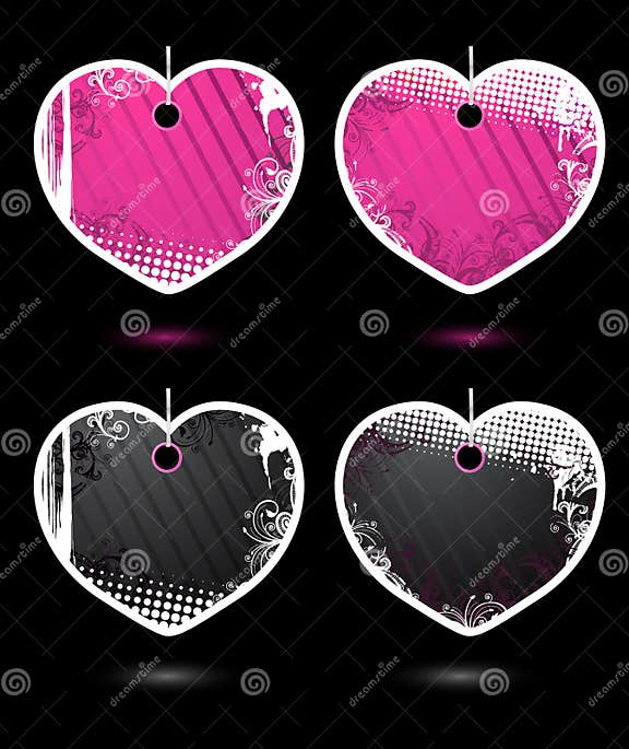 Set of Vector Heart-shaped Labels Stock Vector - Illustration of curve ...