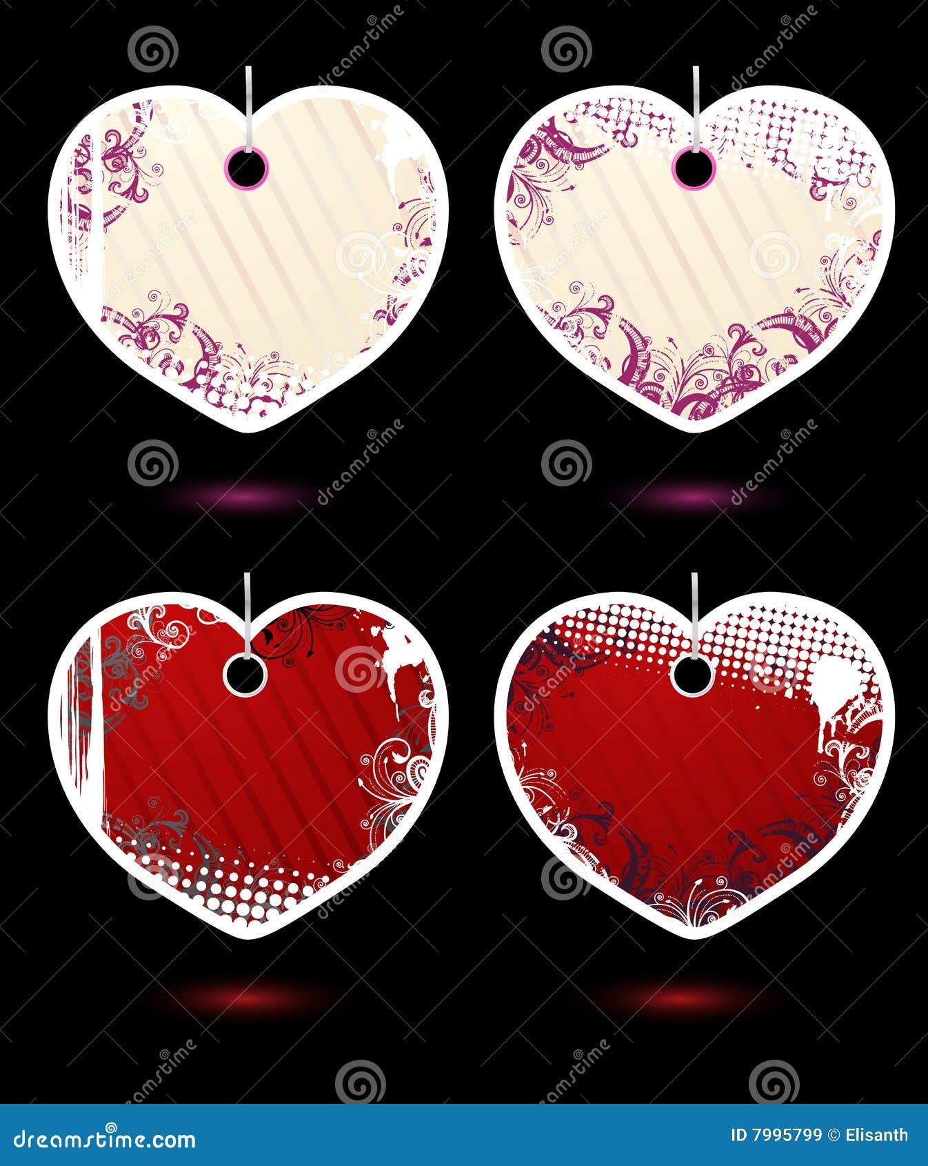 Set of Vector Heart-shaped Labels Stock Vector - Illustration of grunge ...