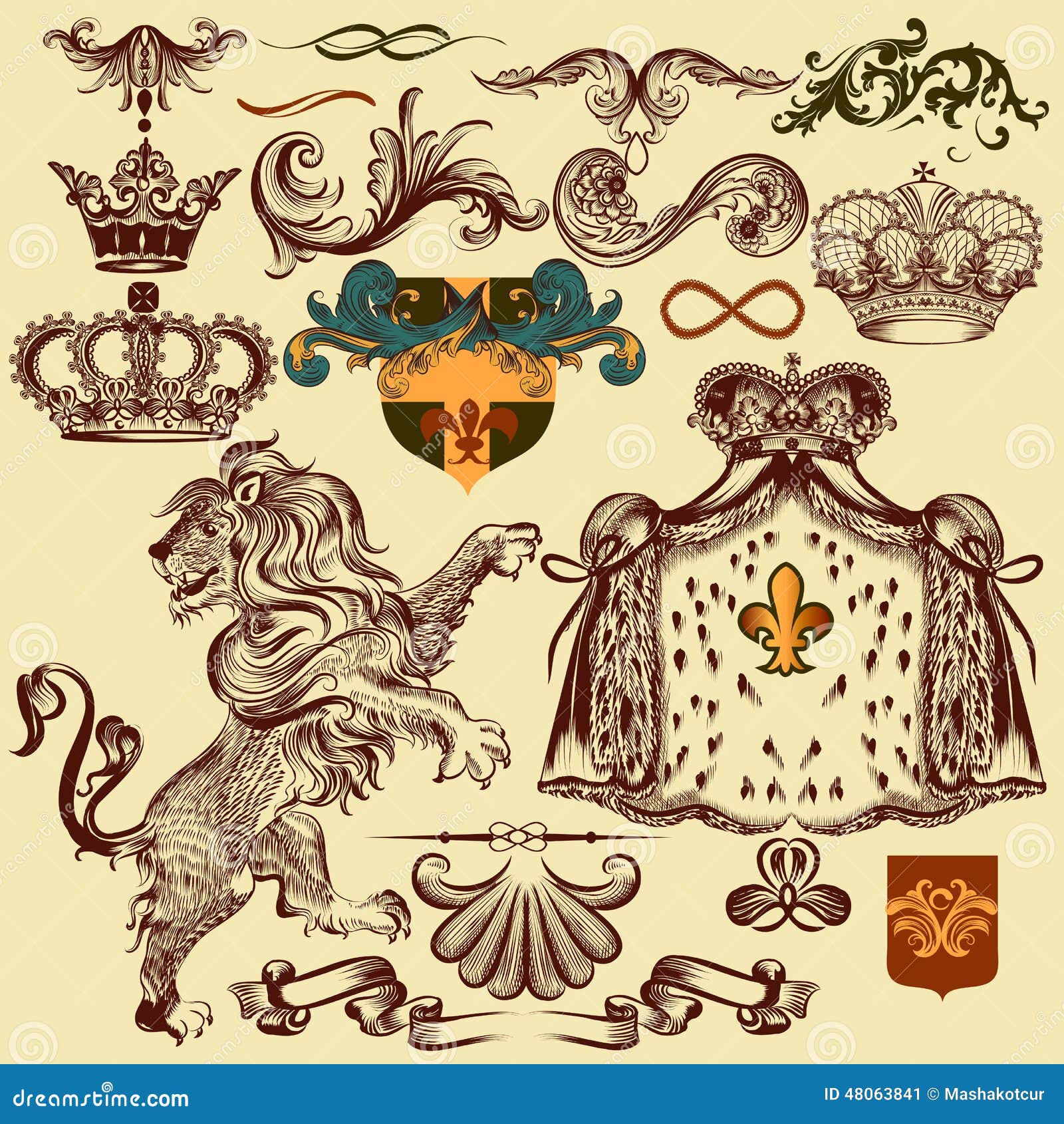 Set of Vector Heraldic Elements for Design Stock Vector - Illustration ...
