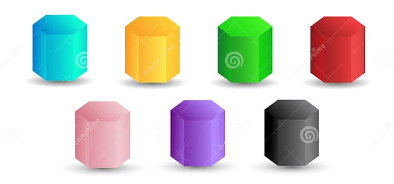 Set of Vector Hexagonal Prisms with Gradients and Shadow for Game, Icon ...