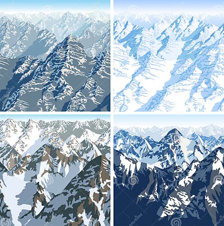 Set of Vector Himalaya Alps Mountain Background Texture Seamless ...