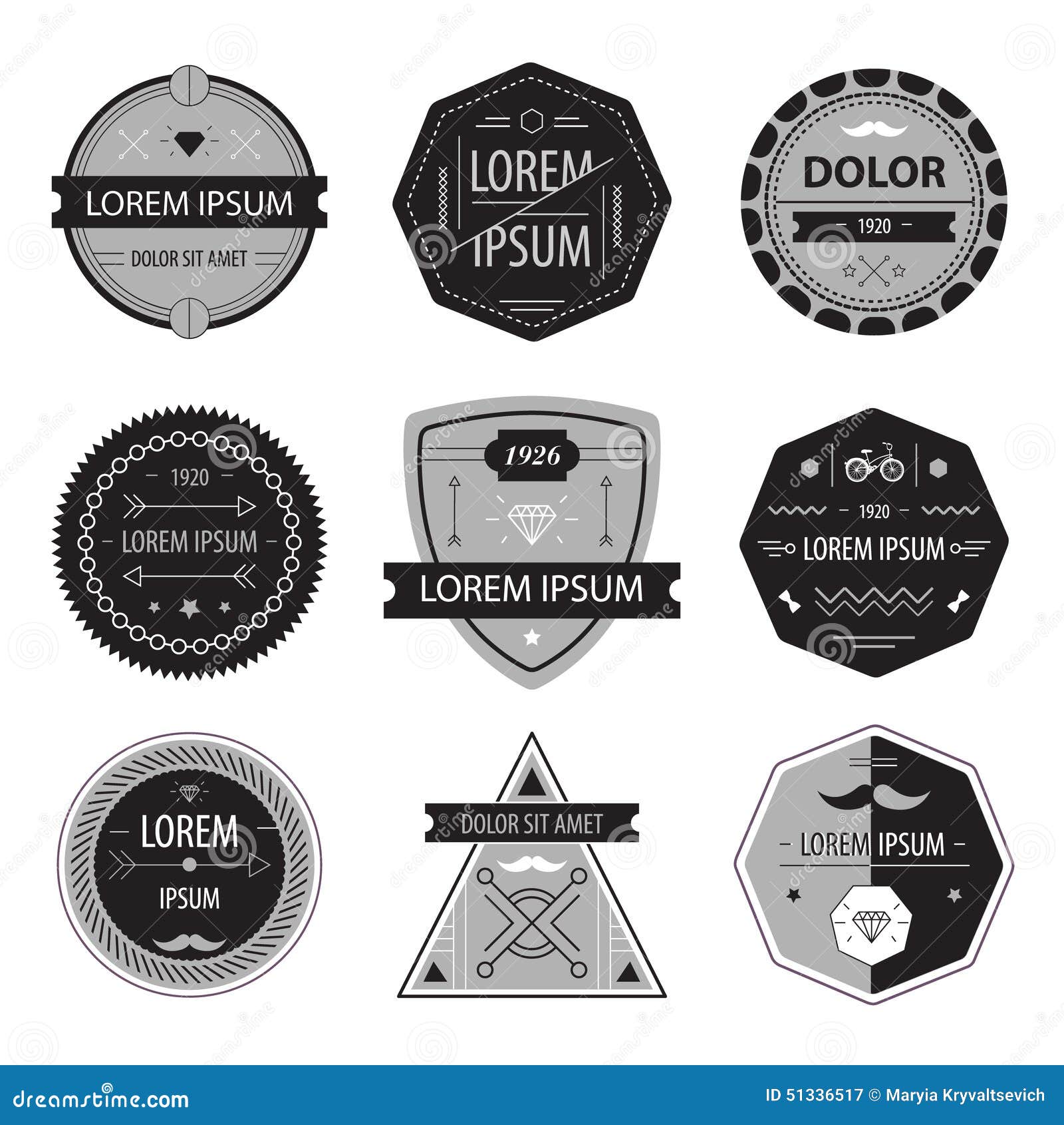 Set of Vector Hipster Modern Labels, Icons Stock Vector - Illustration ...