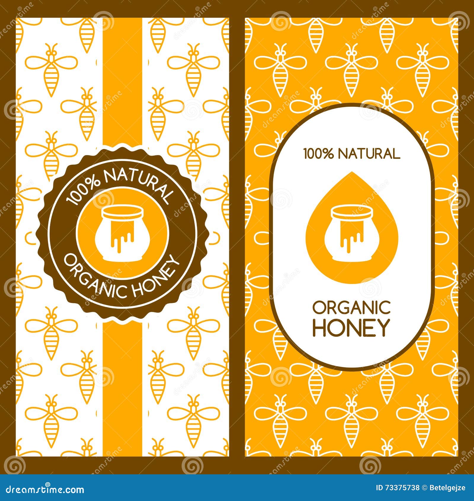Honey Backgrounds. Set. Honeycomb, Swarm Bees. Emblem, Label, Business ...