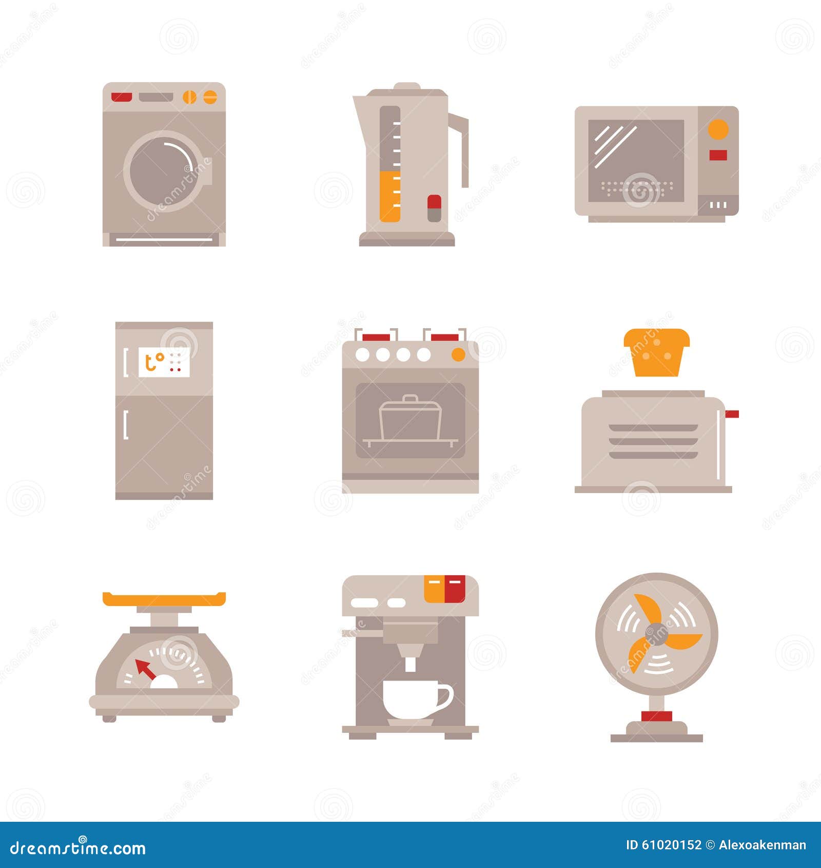 Set of Vector Household Appliances Icons and Concepts in Flat Style ...