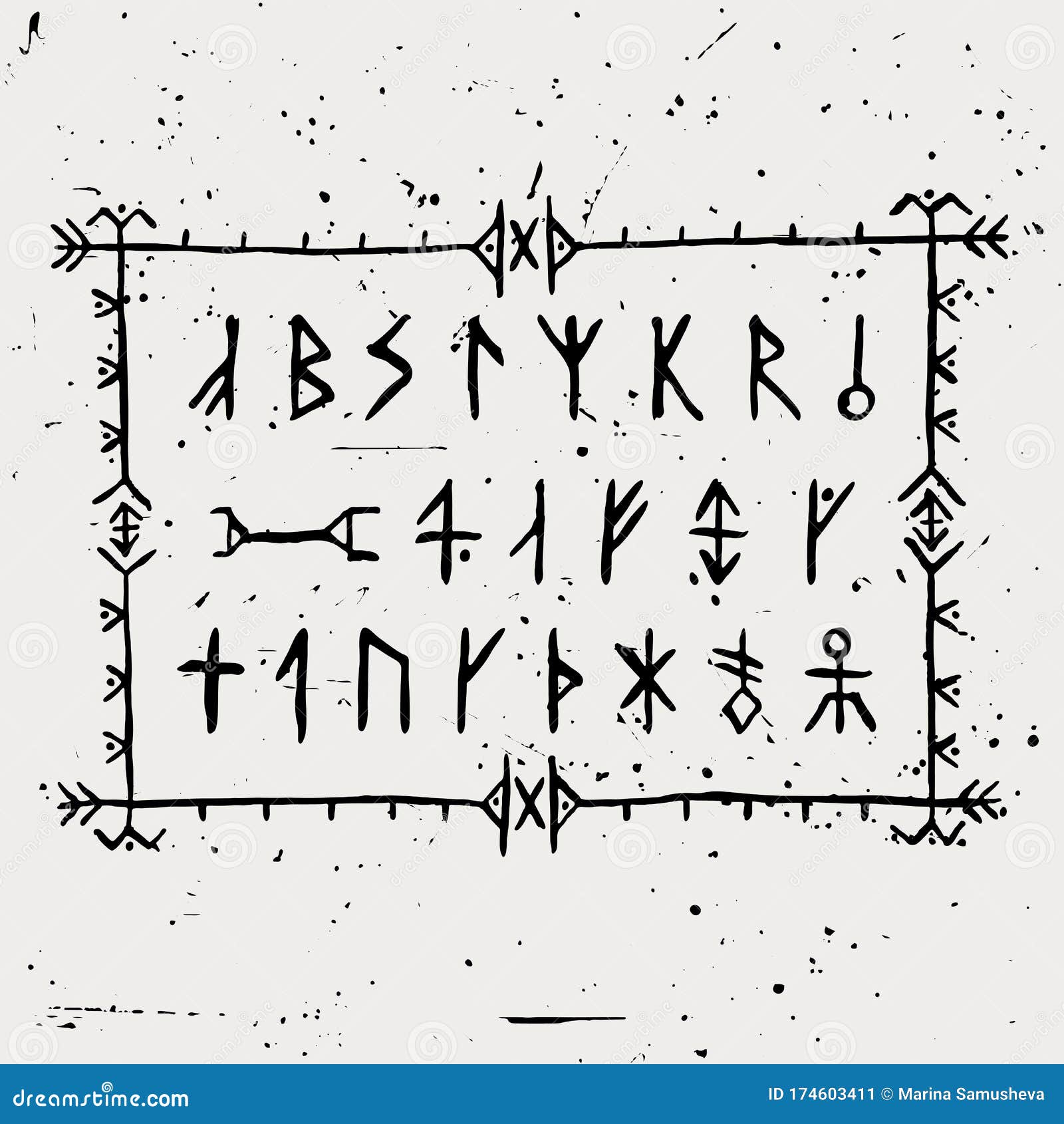 Set of Vector Icelandic Runes in Hand-painted Style Stock Vector ...