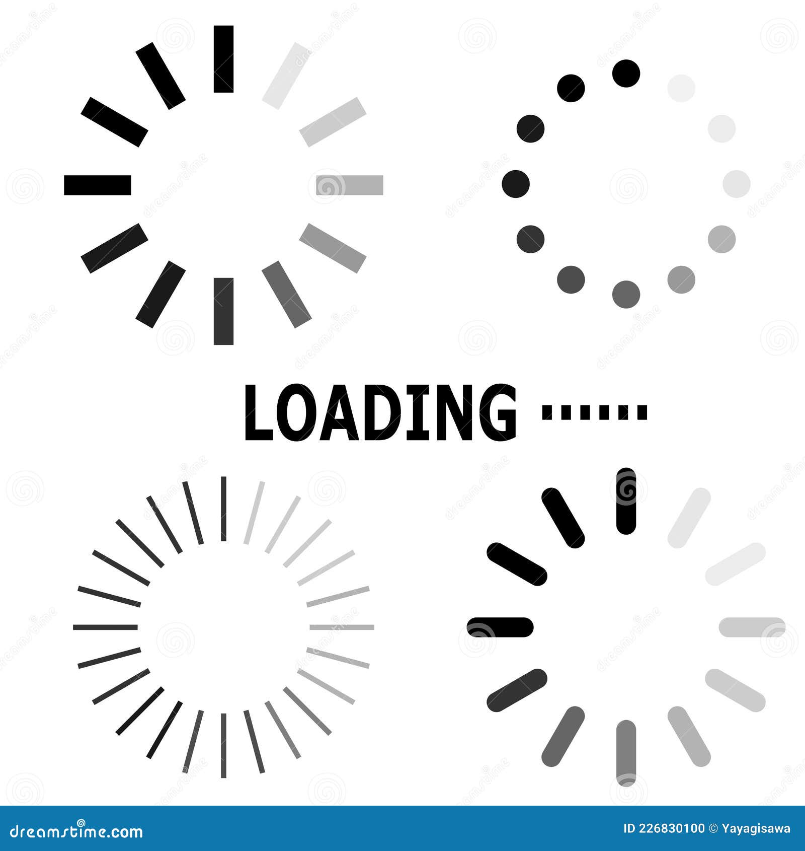 Set Vector Icon Loading Circle Shape For Upload Download Status Preloader Or Buffer Loader
