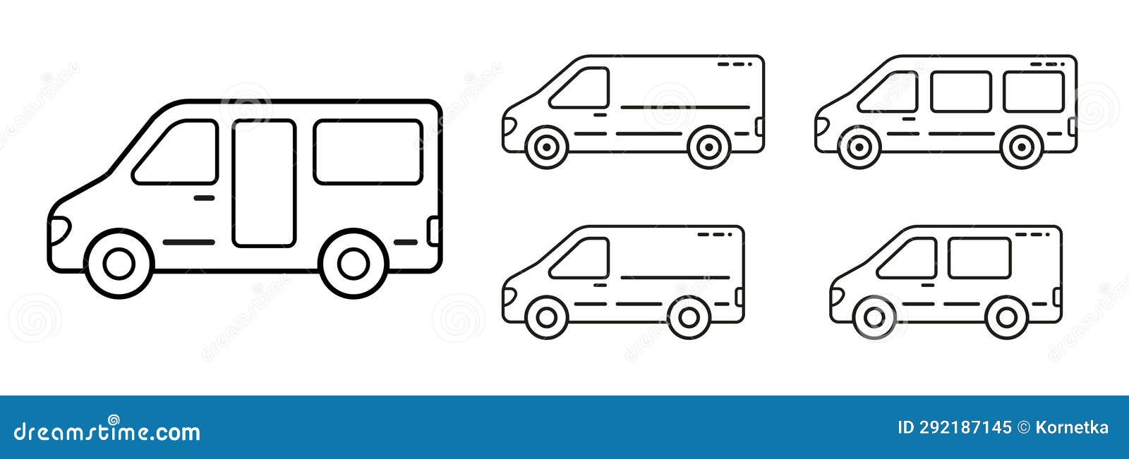 Minibus Linear Icon Cartoon Vector | CartoonDealer.com #227798125
