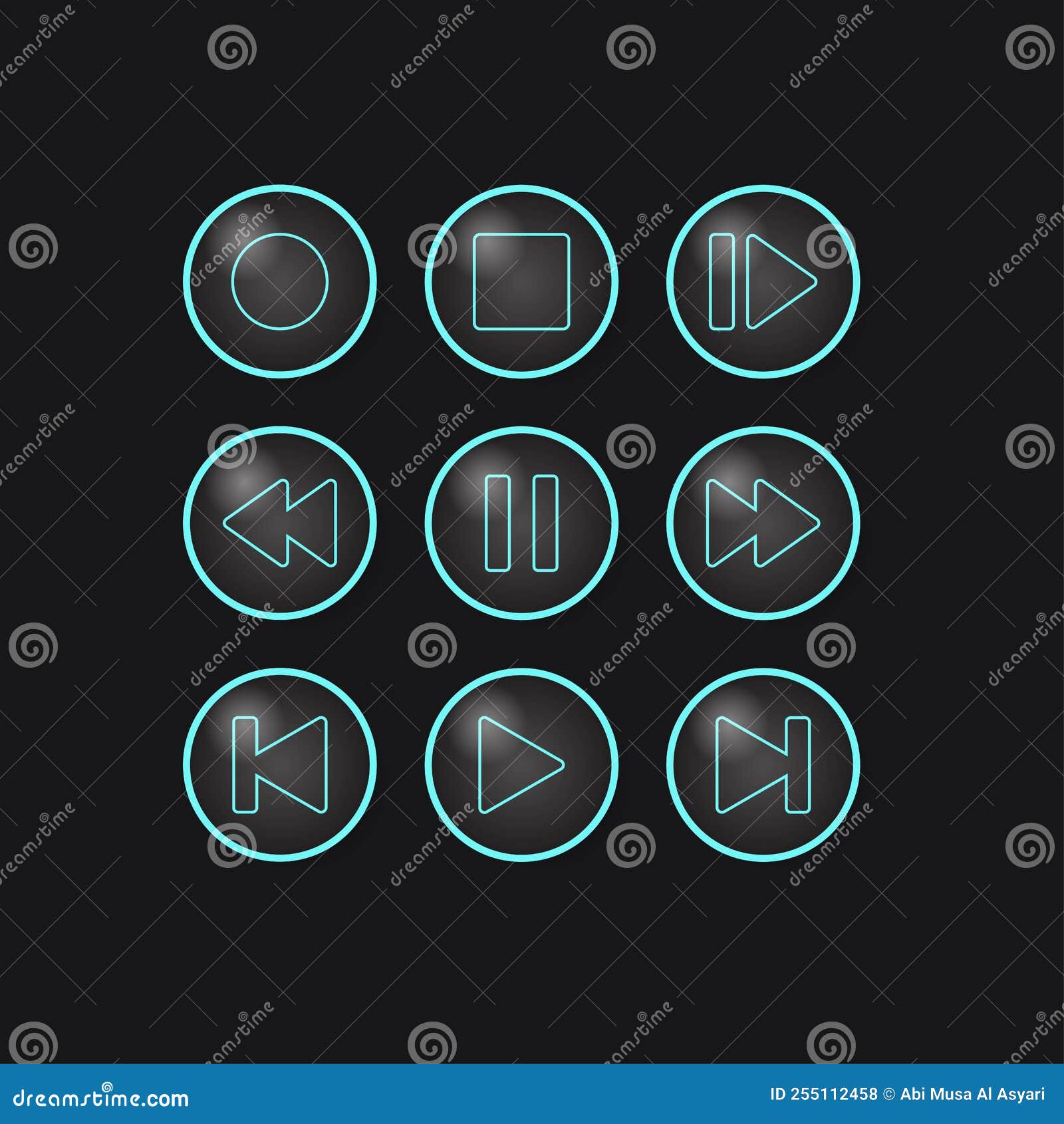 Set Music Player Button Icon Vector Stock Vector - Illustration of ...