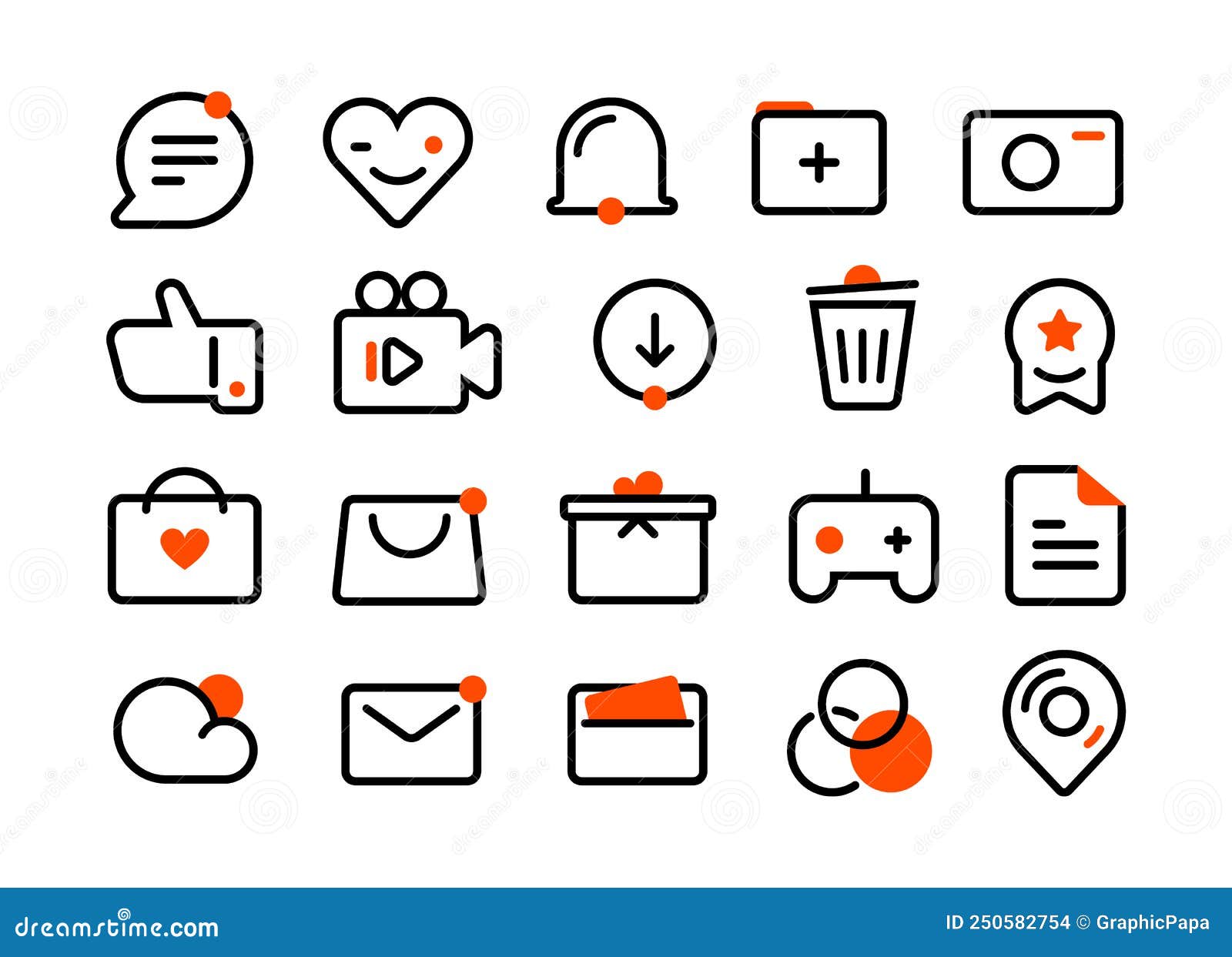 Set of Vector Icons with Basic Multimedia Functions, Games ...