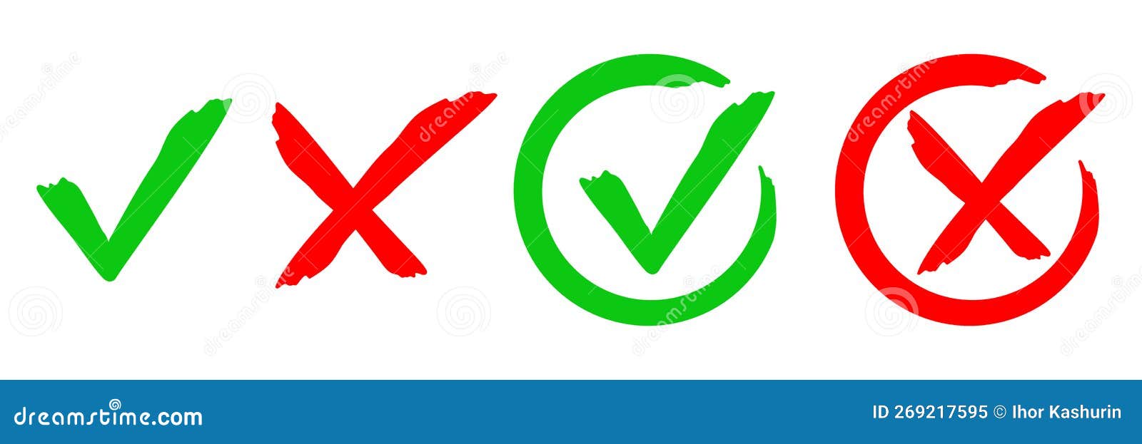 Set of Vector Icons Check Mark and Cross Stock Vector - Illustration of ...