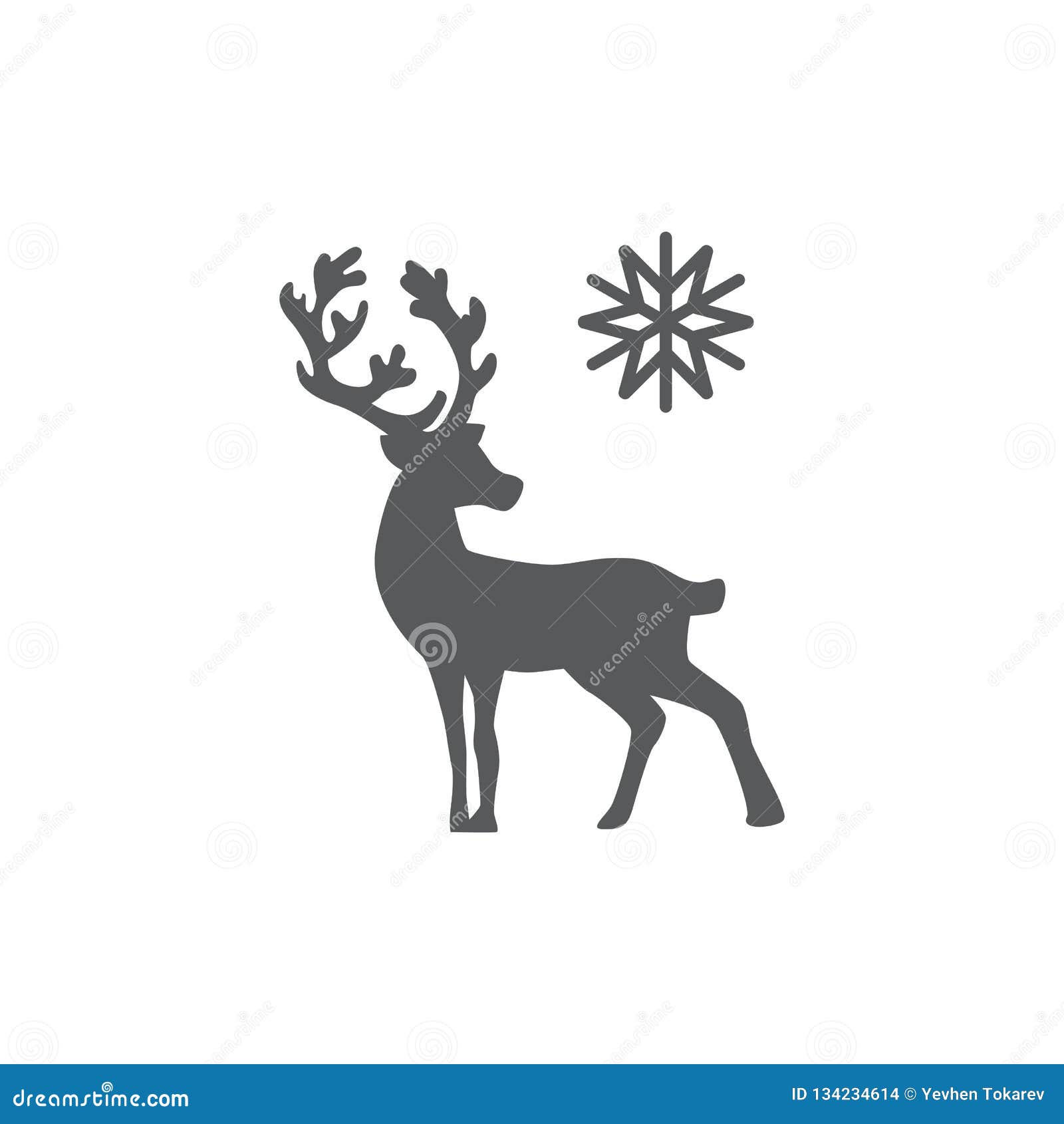 Vector Picture Deer and Snowflake Stock Illustration - Illustration of ...