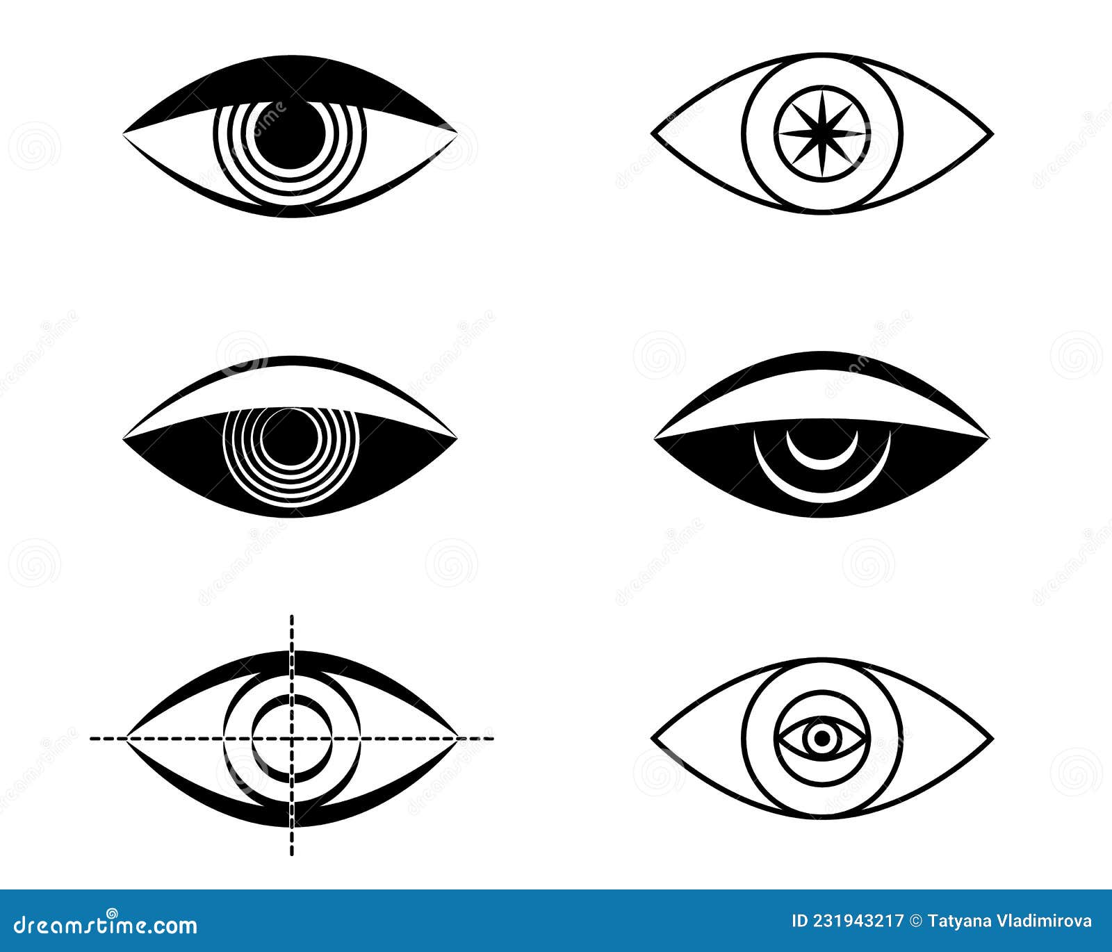 Set of Vector Icons of Different Variants of Stylized Eyes. Stock ...