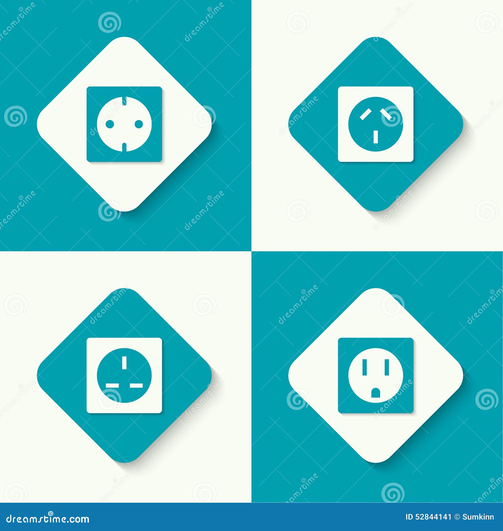 Set of Vector Icons Electrical Sockets Stock Vector - Illustration of ...
