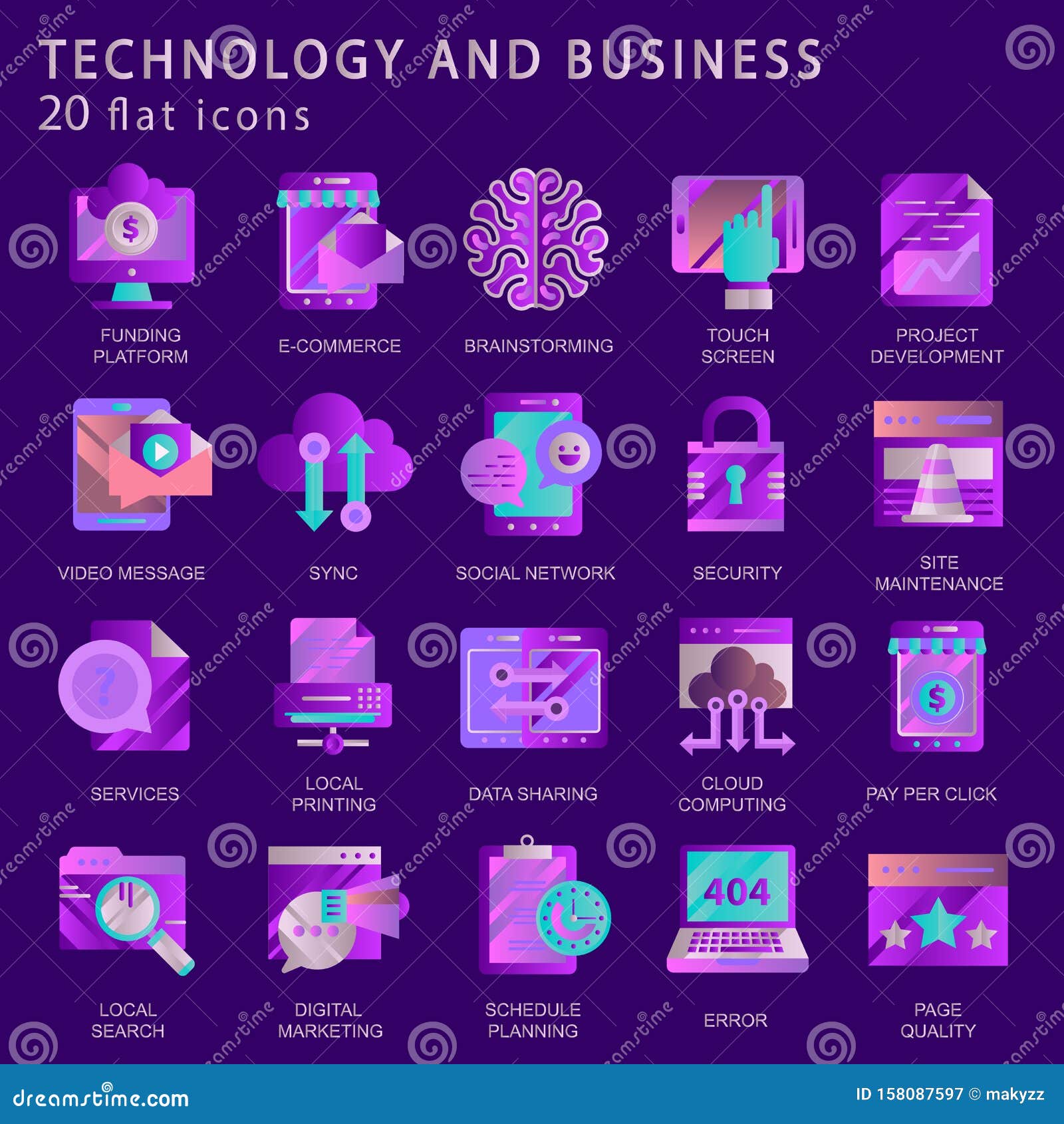 Set Vector Icons With Elements For Mobile Concepts And Web Apps Stock Vector Illustration Of