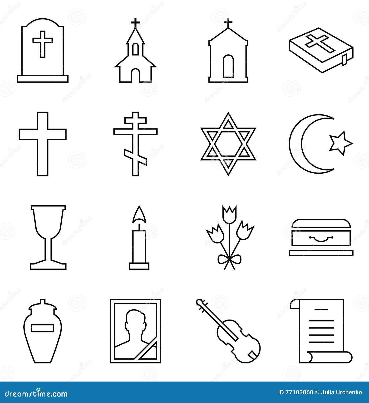 Set of Vector Icons of Funeral and Cemetery Stock Vector - Illustration ...
