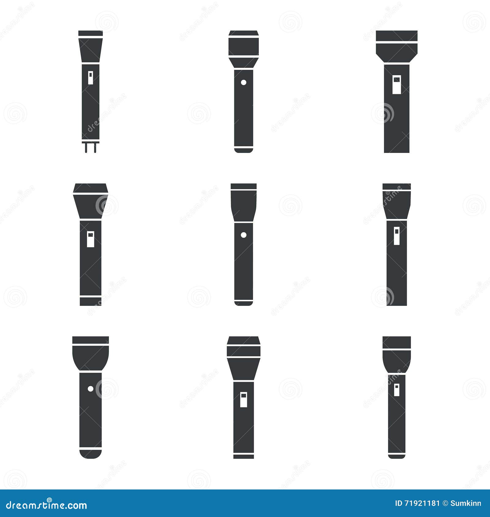 Set Vector Icons Hand Lamp. Stock Vector - Illustration of single, dark ...