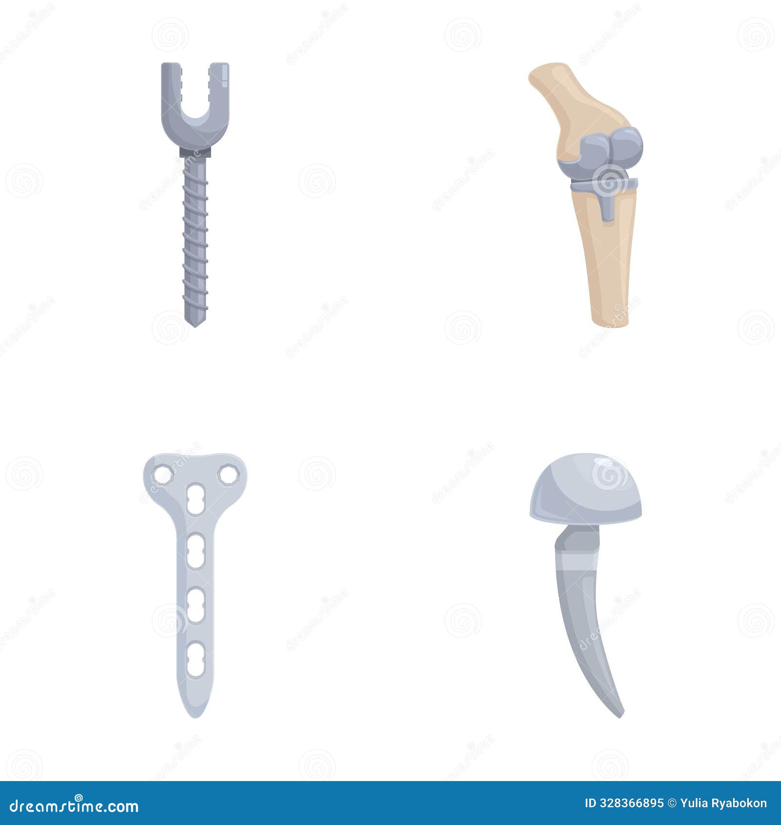 Orthopedic Implants and Prosthetics Icons Set Stock Illustration - Illustration of icons ...