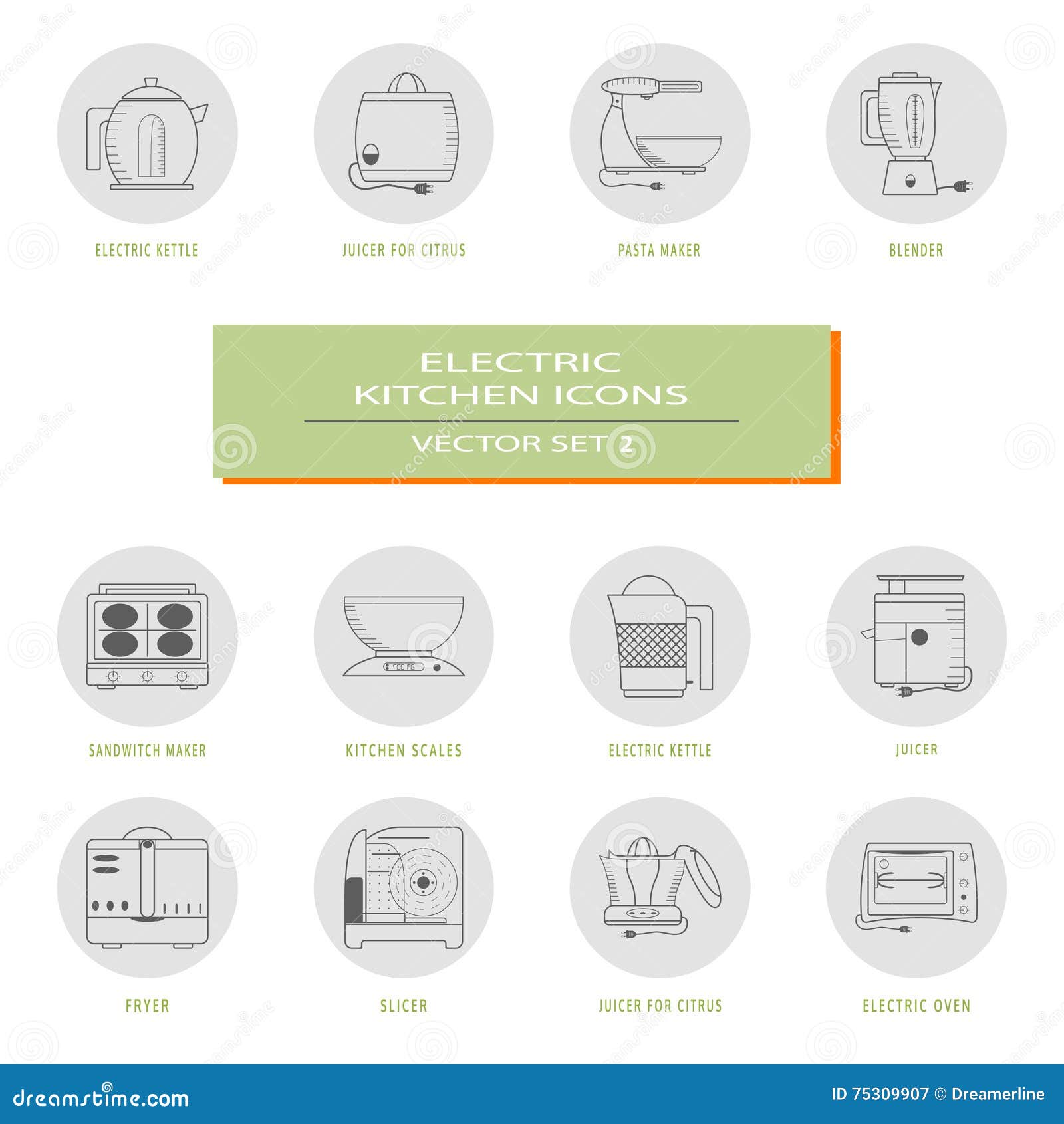 Set of Vector Icons of Kitchen Appliances. Vector Icons of Kitchen ...