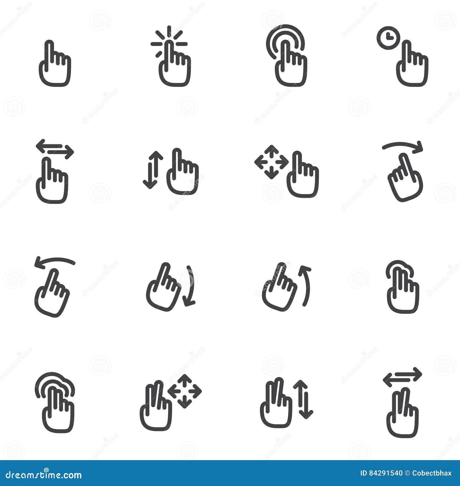 Set of Vector Icons, and Logos Hands, Fingers, Gestures, Movement Touch ...
