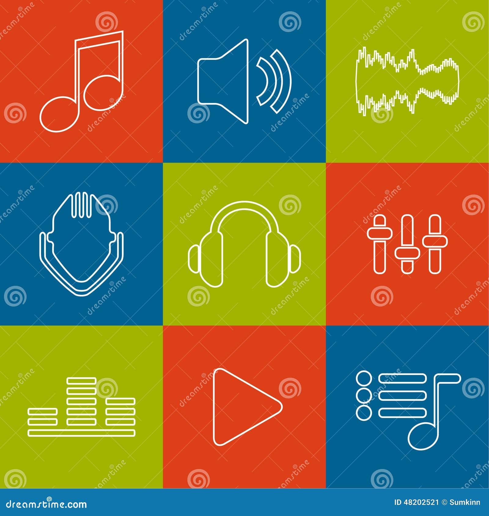 Set of Vector Icons Music for App. Stock Vector - Illustration of mute ...