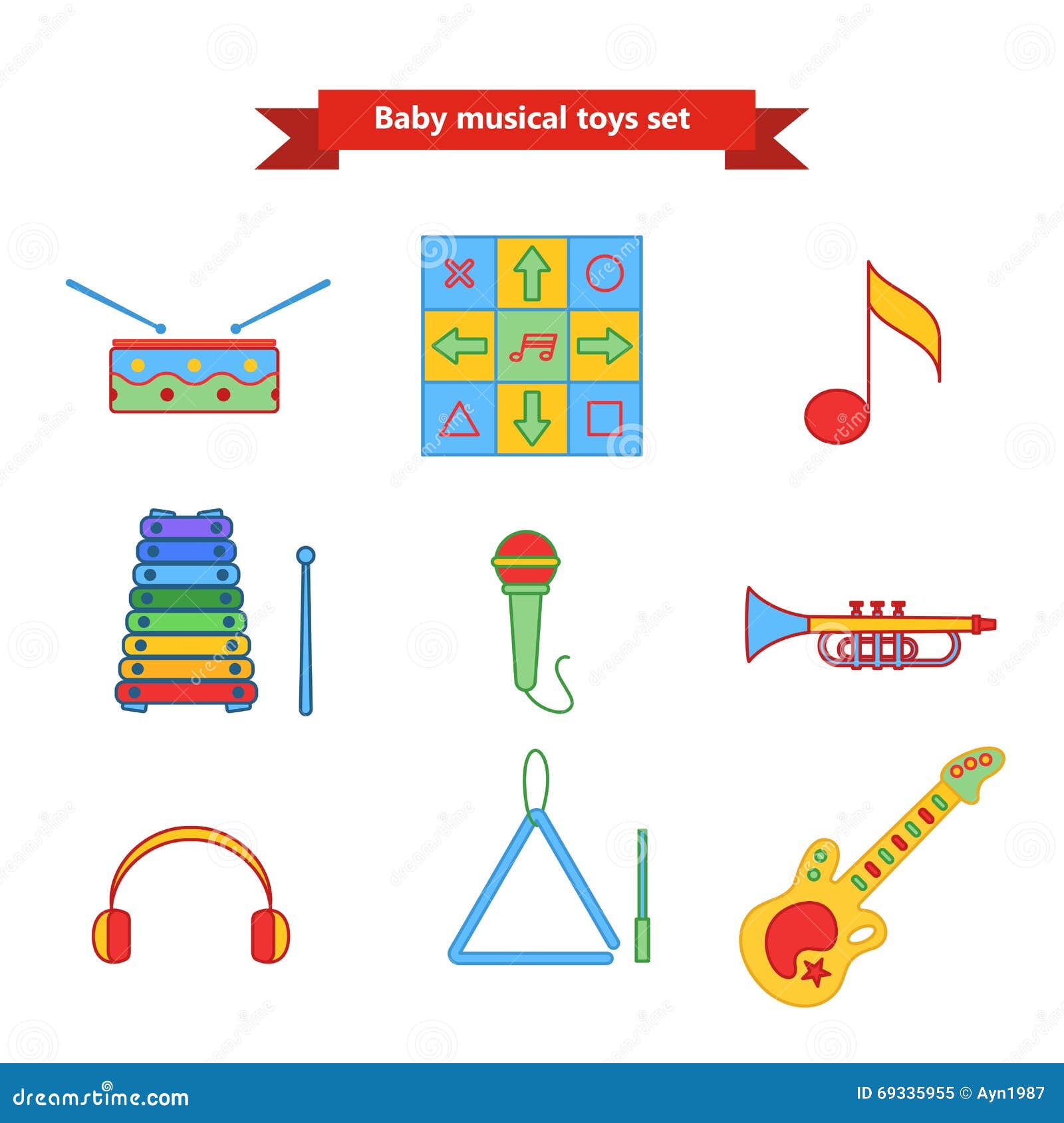 Set of Vector Icons of Musical Stock Vector - Illustration of tube ...