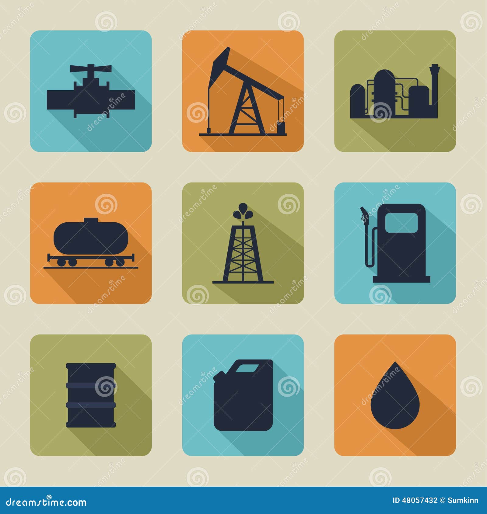 Set of Vector Icons with Oil Stock Vector - Illustration of environment ...